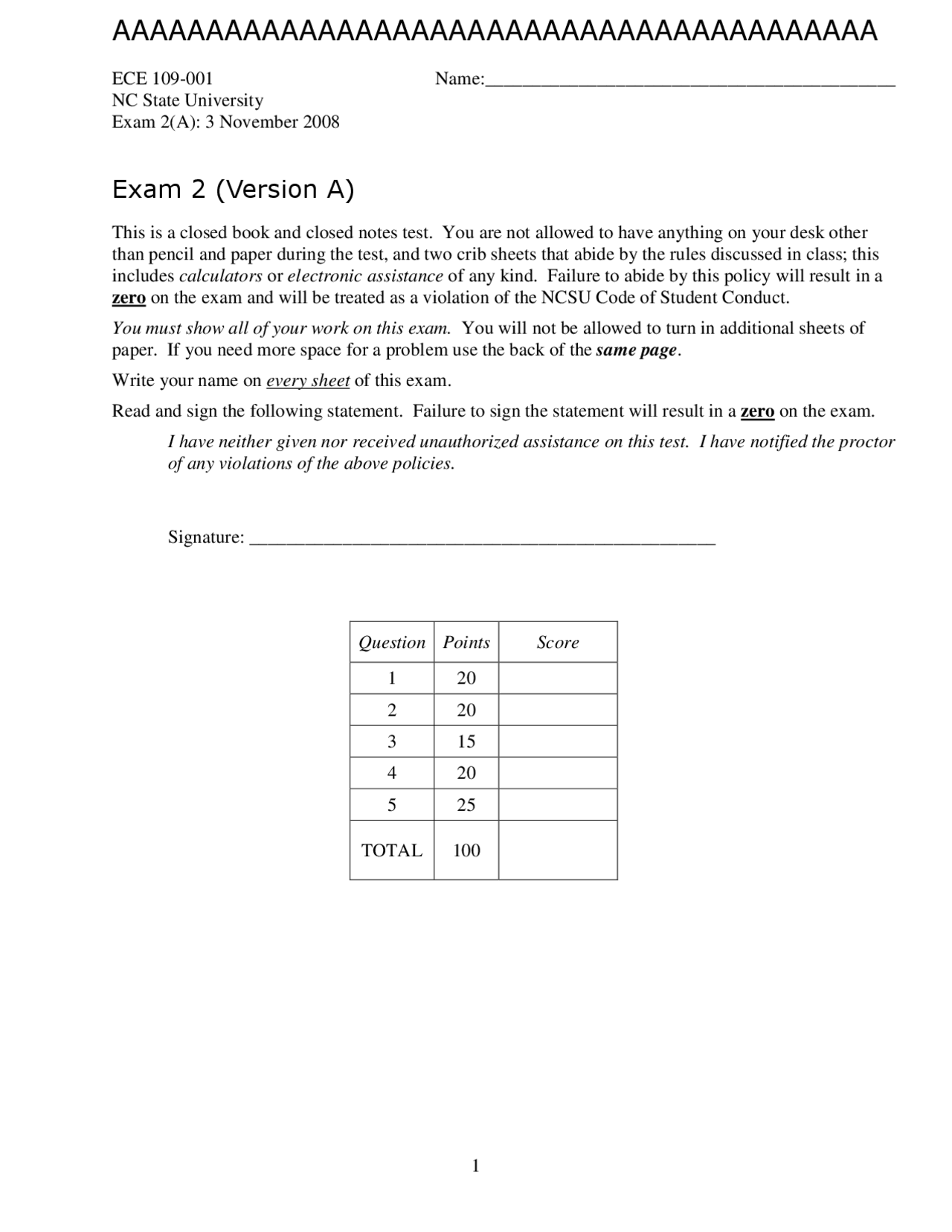 5 Questions For Exam 2 Introduction To Computer Systems Ece 109 Exams Electrical And