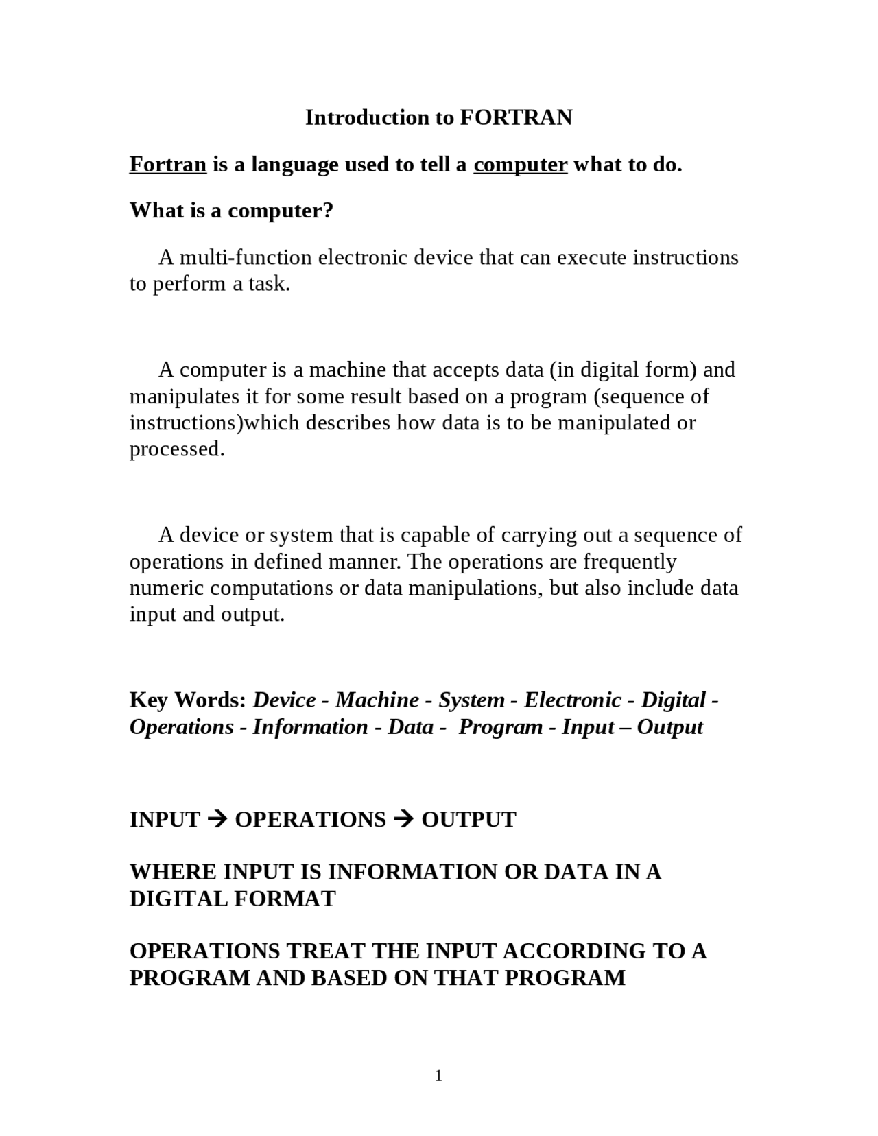 What Is Computer Notes Introduction To Computing Fortran Csc 112 Docsity