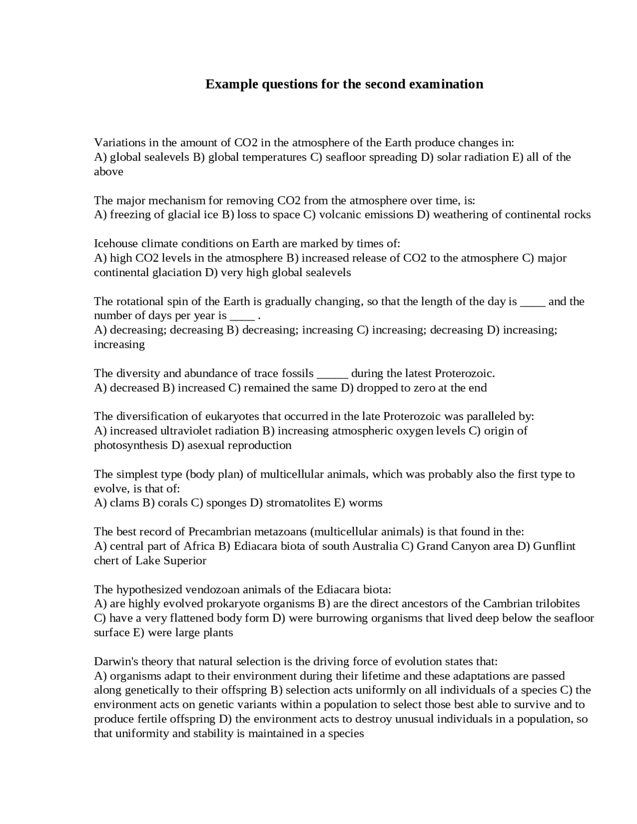 Questions For Exam 2 Historical Geology Geol 106 Docsity