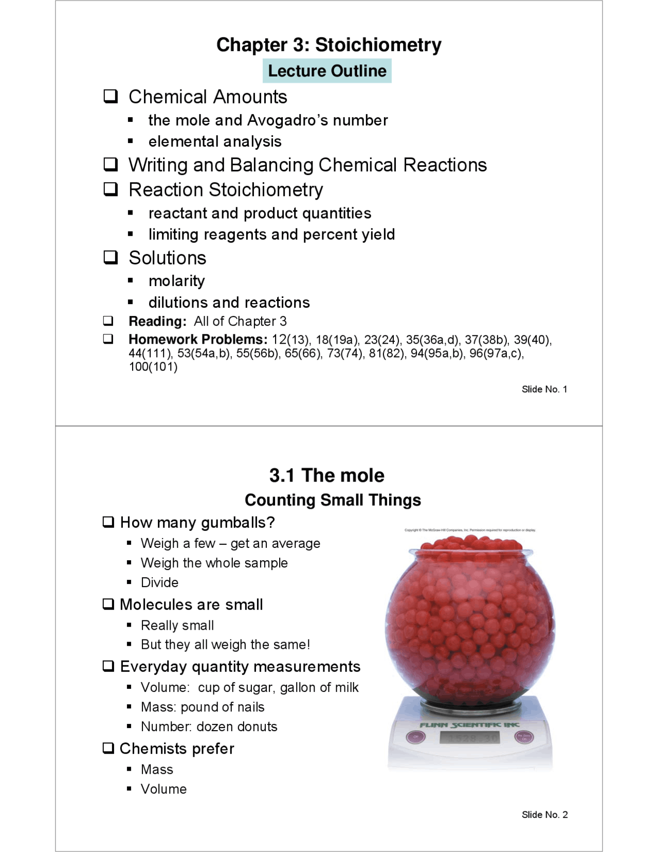 Stoichiometry Lecture Outline General Chemistry Chem 1035 Docsity