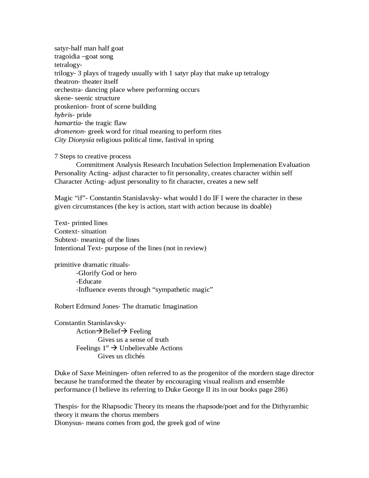 Theatre Drama Review Sheet for the 2nd Test with Answers | THAR 101 ...