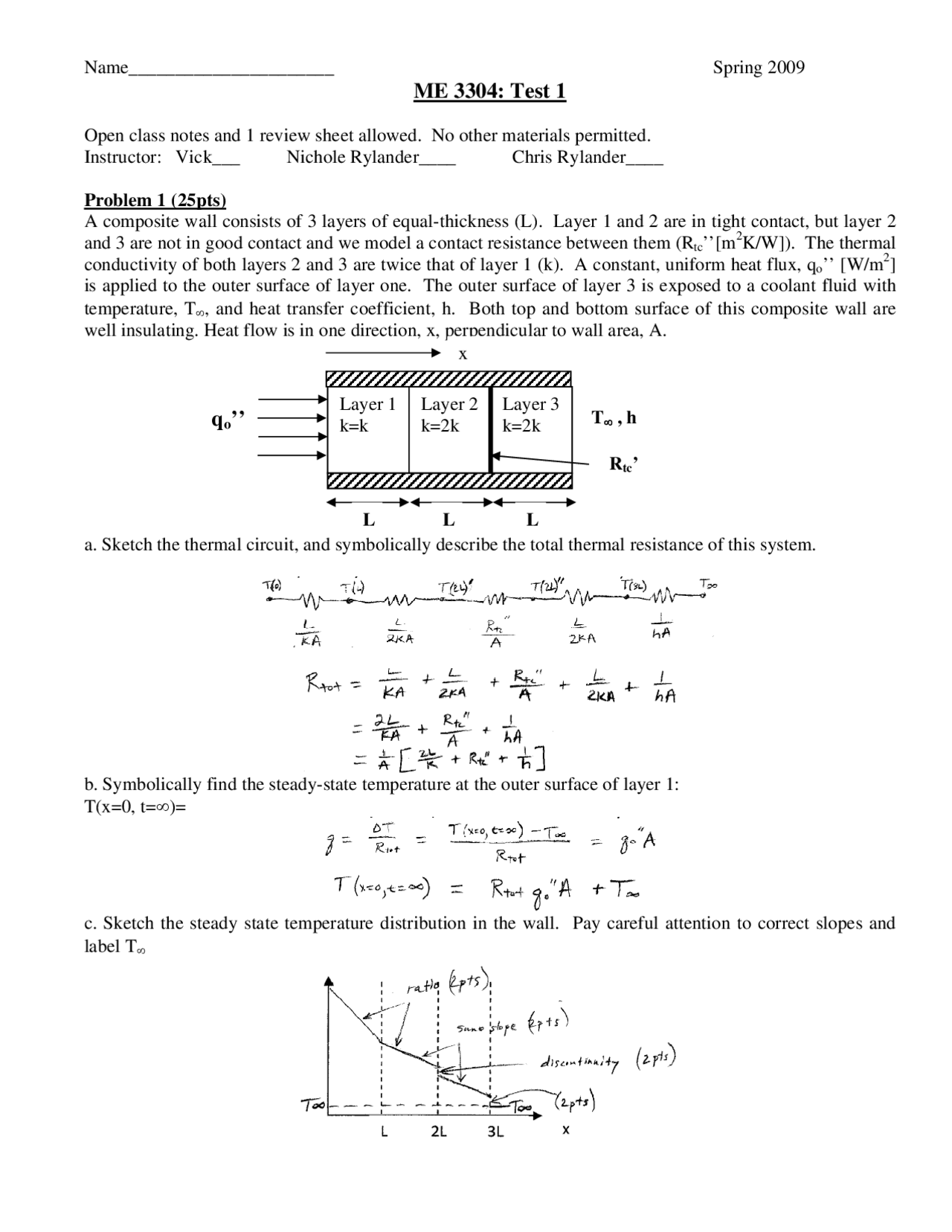 Heat and Mass Transfer - Test I Solutions | ME 3304 | Exams Heat and ...