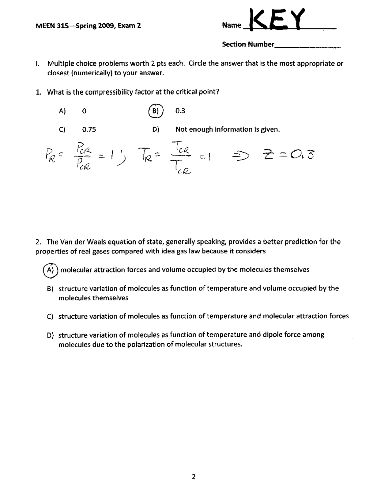 14 Solved Problems On Thermodynamic Principles Test 2 Meen 315