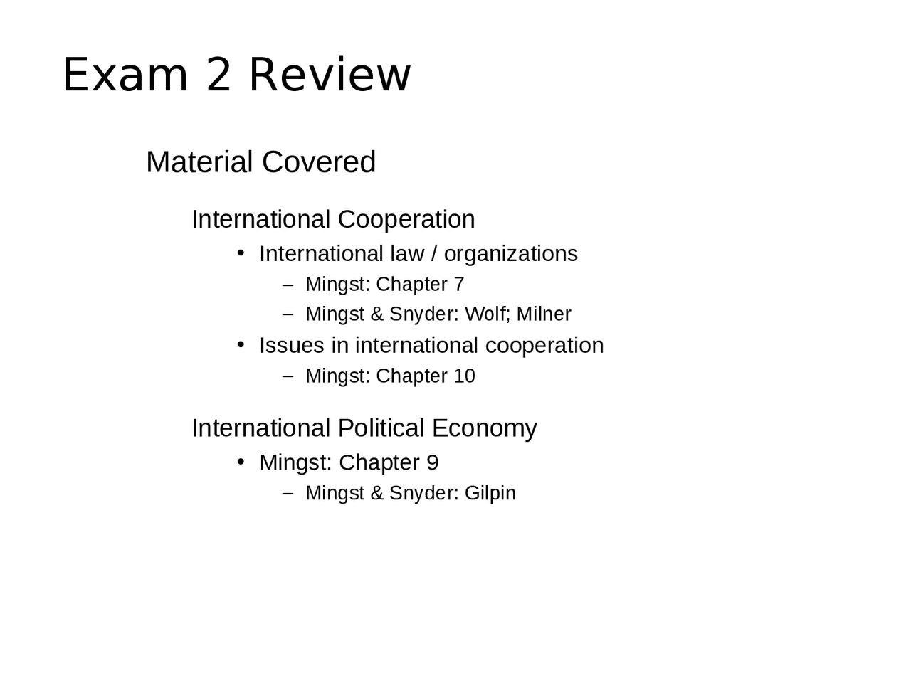 Exam 2 Review Introduction To World Politics Pols 331 Docsity