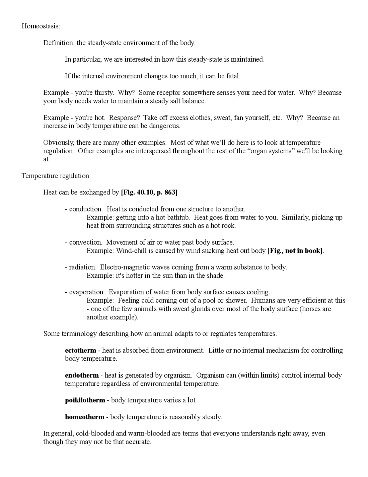 Homeostasis - Basic Handout - Animal Biology | BIOL 303 - Docsity
