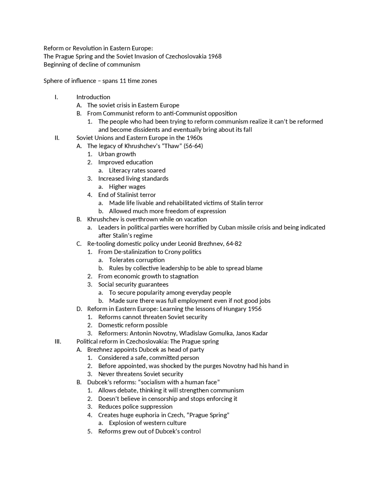 Notes On Beginning Of Decline Of Communism Ids 12117 Docsity