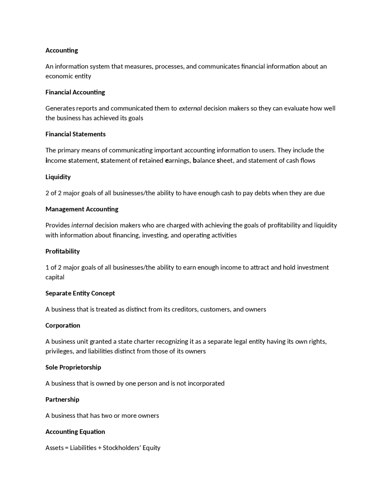Review Sheet for Financial Accounting | ACC 131.00 - Docsity