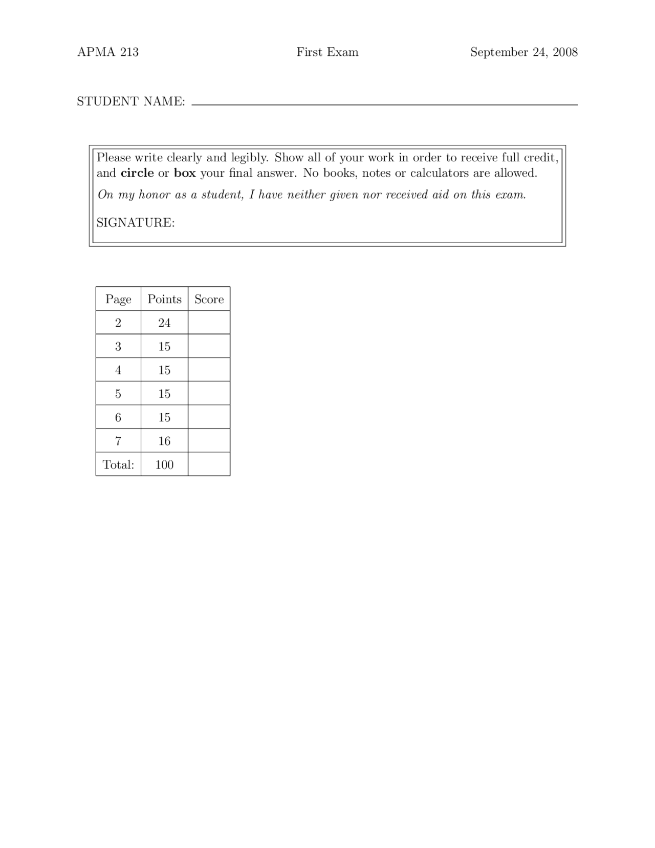 7 Solved Problems On Ordinary Differential Equations Exam 1 Apma