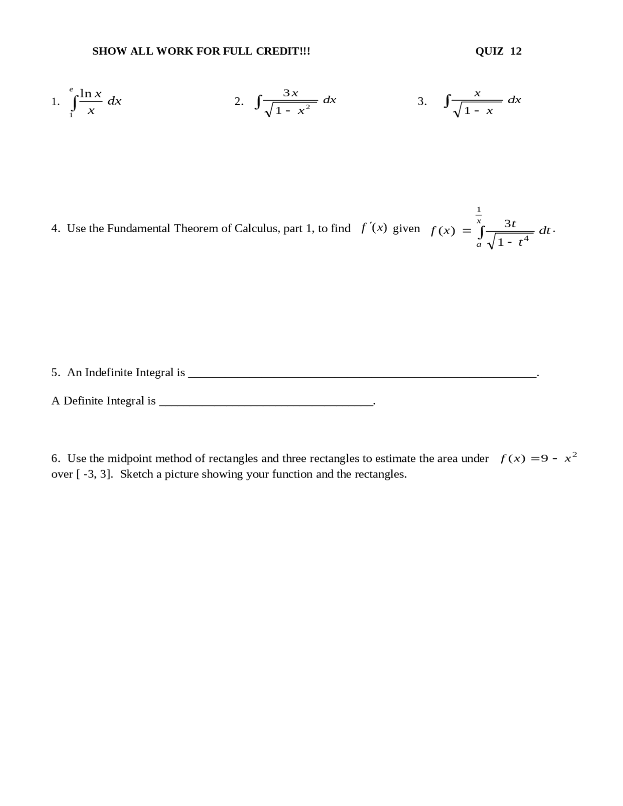 Fundamental Theorem of Calculus | Math Concepts Calculus -Quiz 12 ...