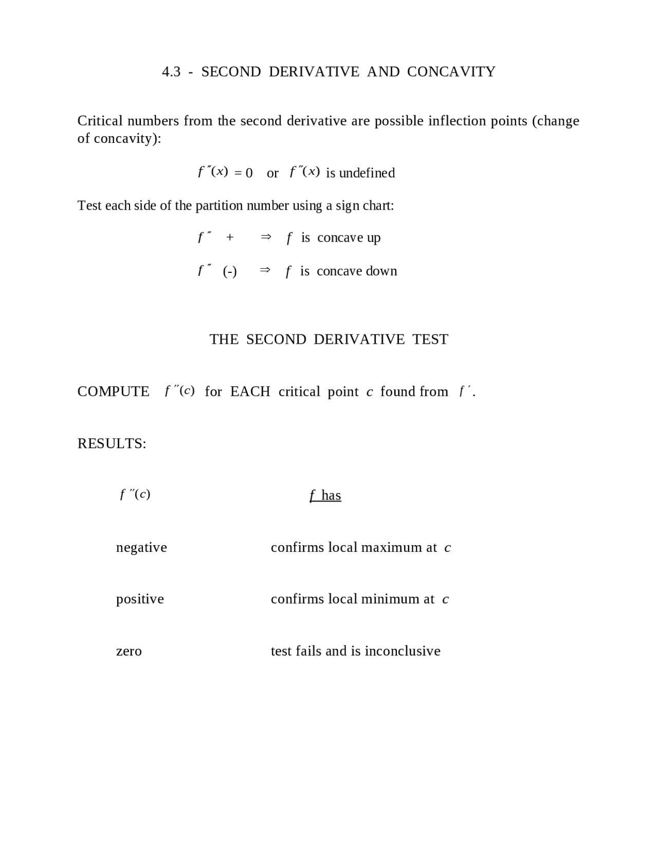 Second Derivative and Concavity | Math Concepts Calculus | MATH 131 ...