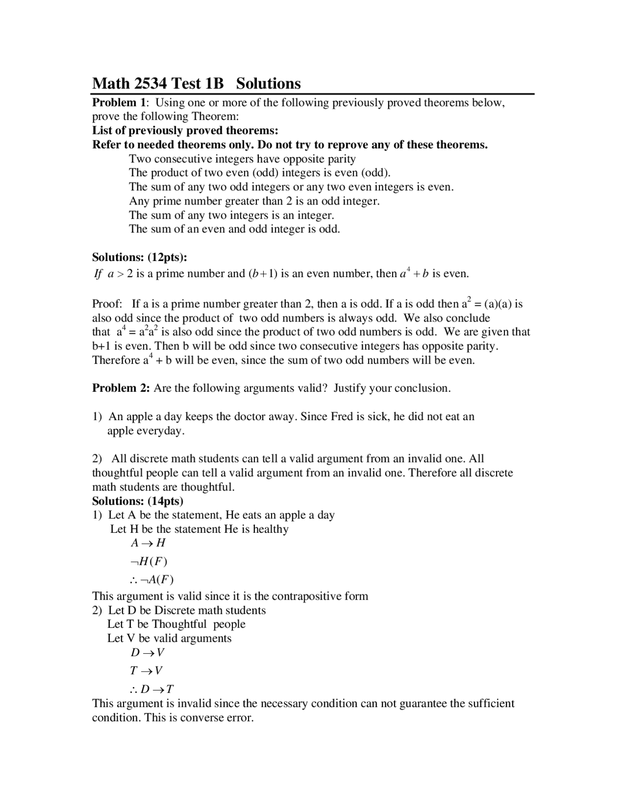 Test 1 B Problems and Solutions - Introduction to Discrete Mathematics ...