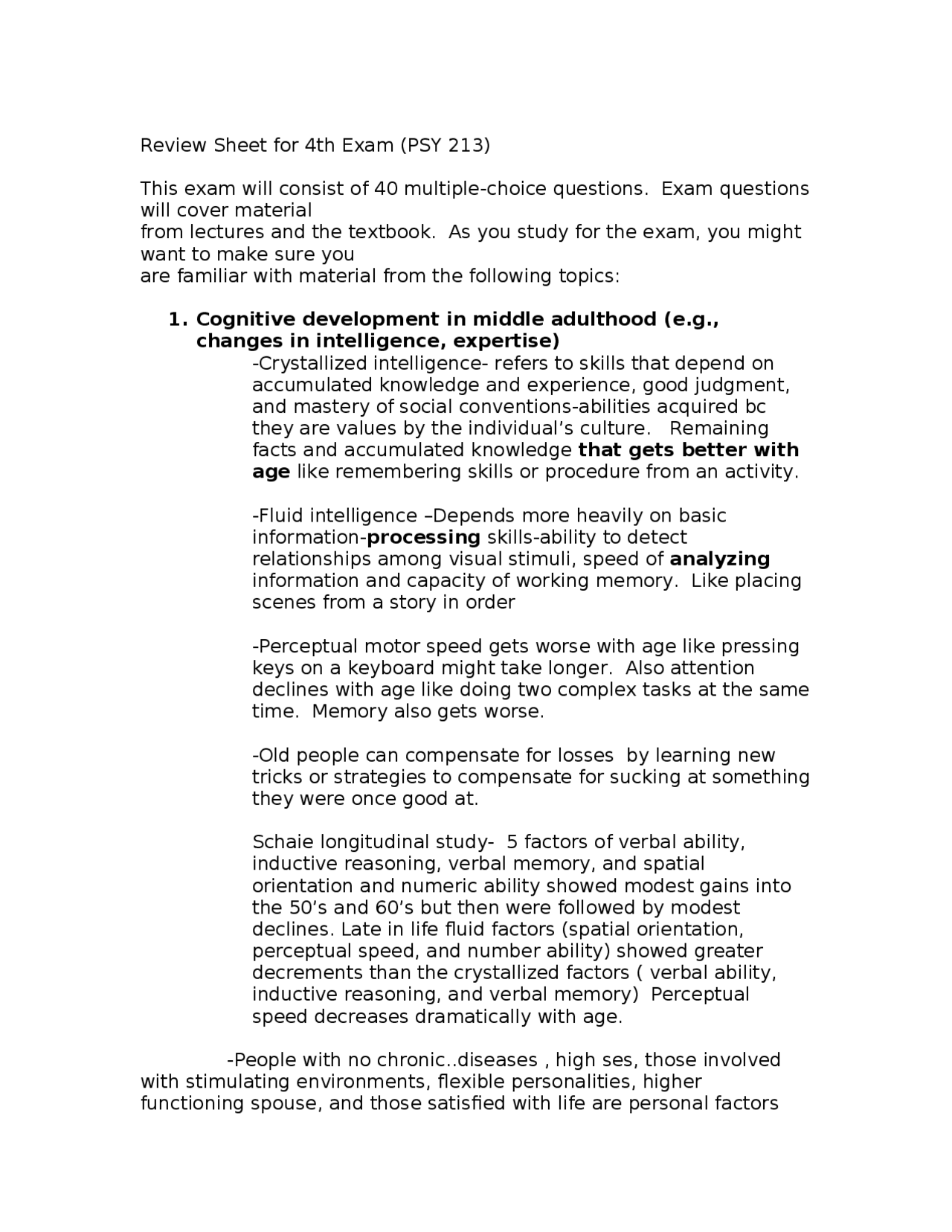 Review Sheet For Exam 4 Lifespan Development Psy 21300 Docsity