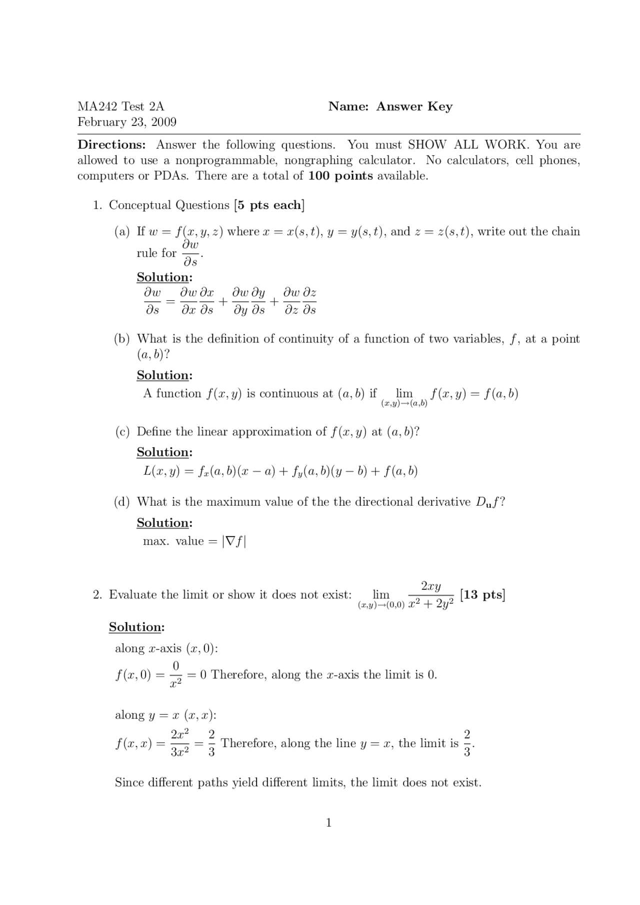 Math Questions And Problems With Solutions Ma 242 Docsity