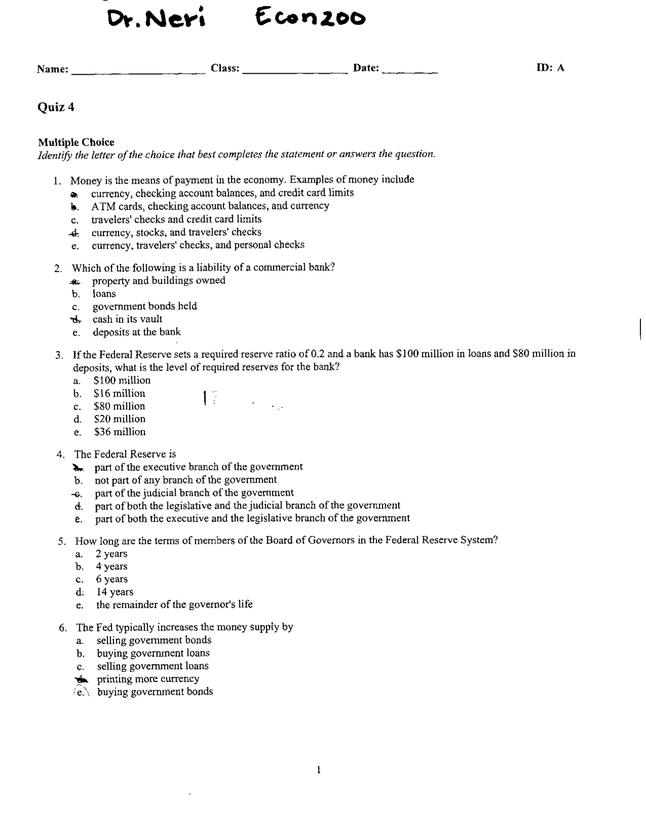 10 Questions On Principles Of Microeconomics Quiz 4 Econ 200 Docsity