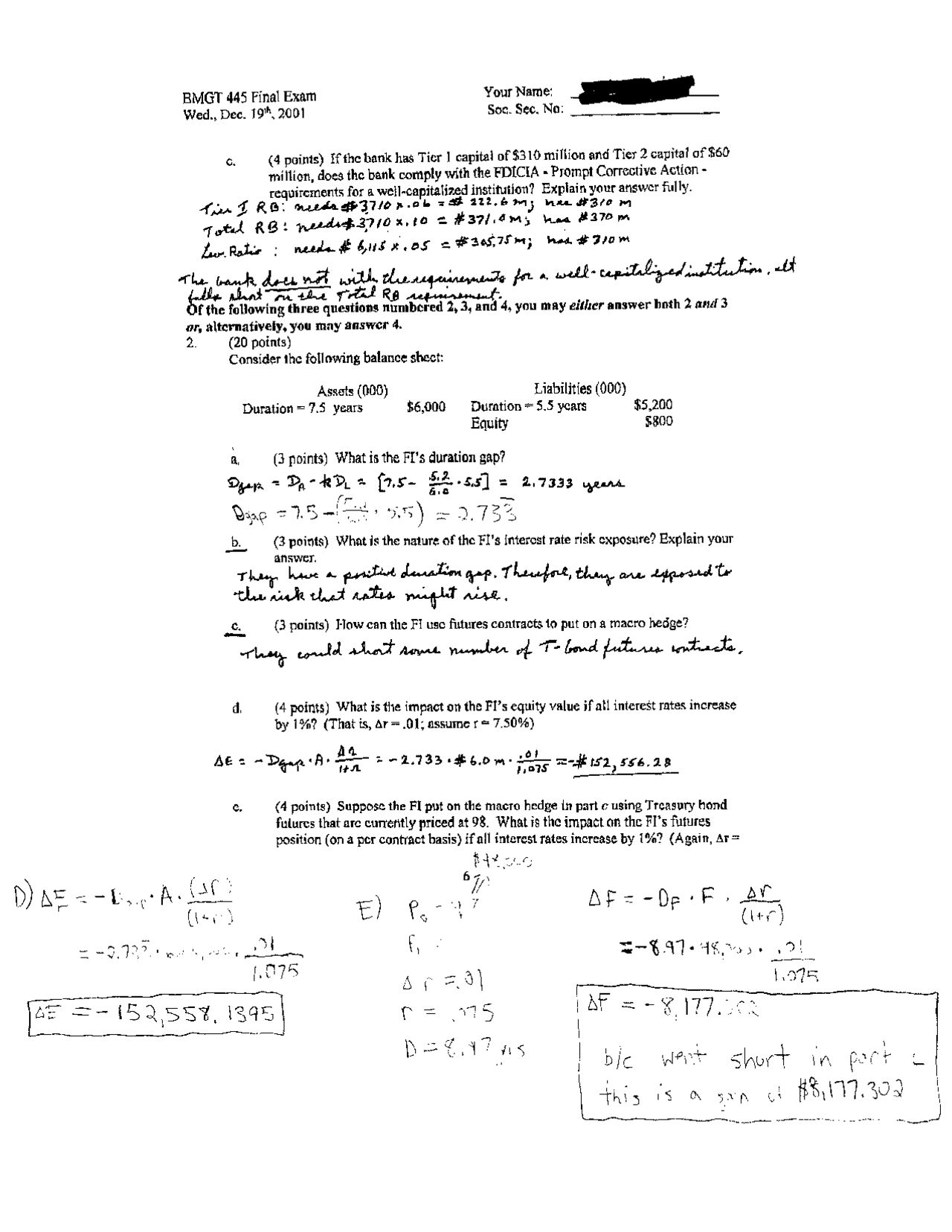 Banking And Financial Institutions Final Exam With Resolution Bmgt