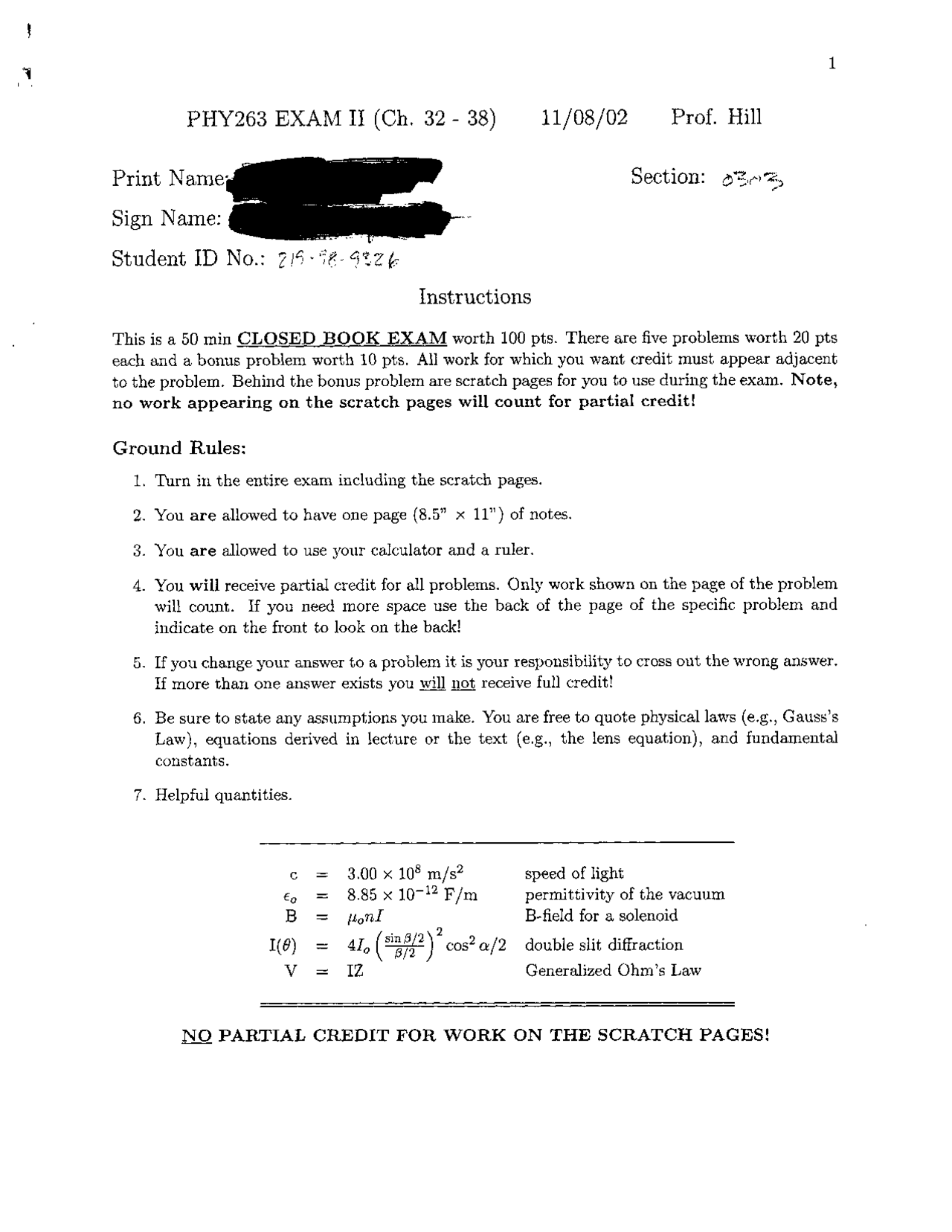 General Physics Iii Test Ii Questions With Solution Phys 263 Docsity