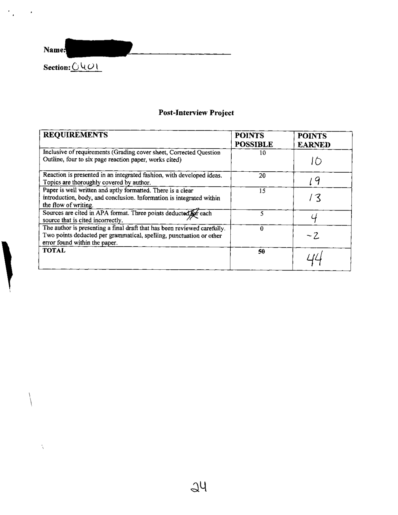Post Interview Assignment Outline On Oral Communication Principles