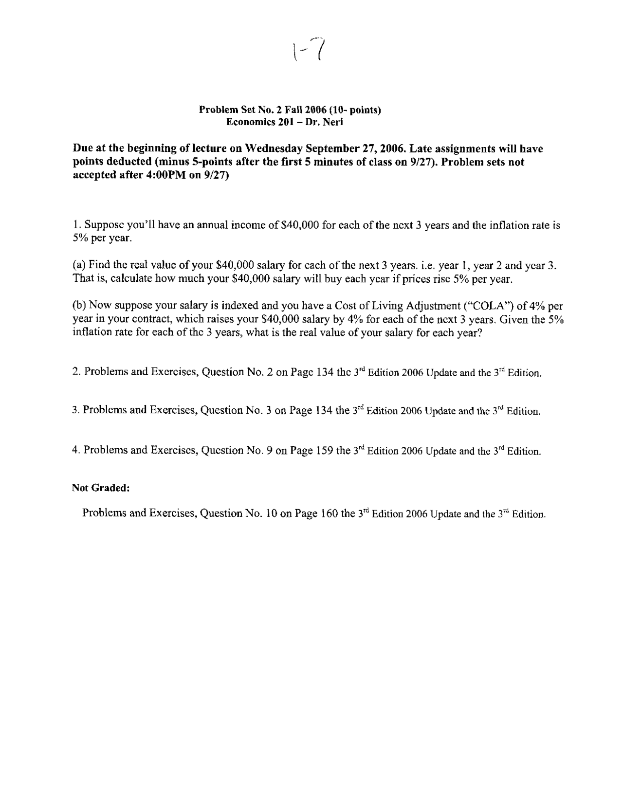 Problem Set 2 Principles Macroeconomics Econ 201 Docsity