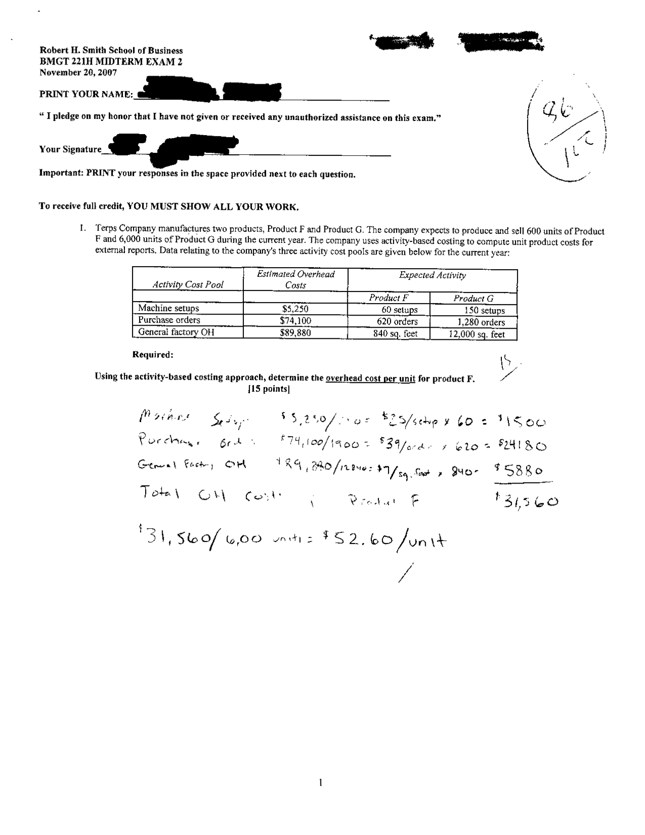 Midterm Exam 2 With Solution Accounting Principles Ii Bmgt 221h Docsity