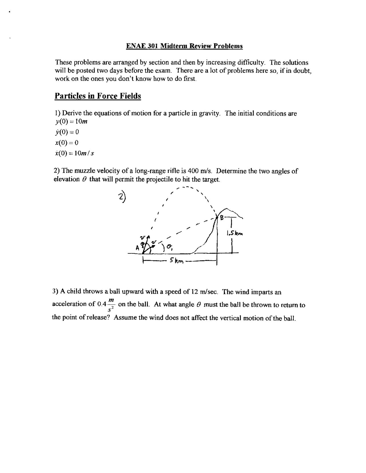 Midterm Review Problems Dynamics And Aerospace Systems Enae 301