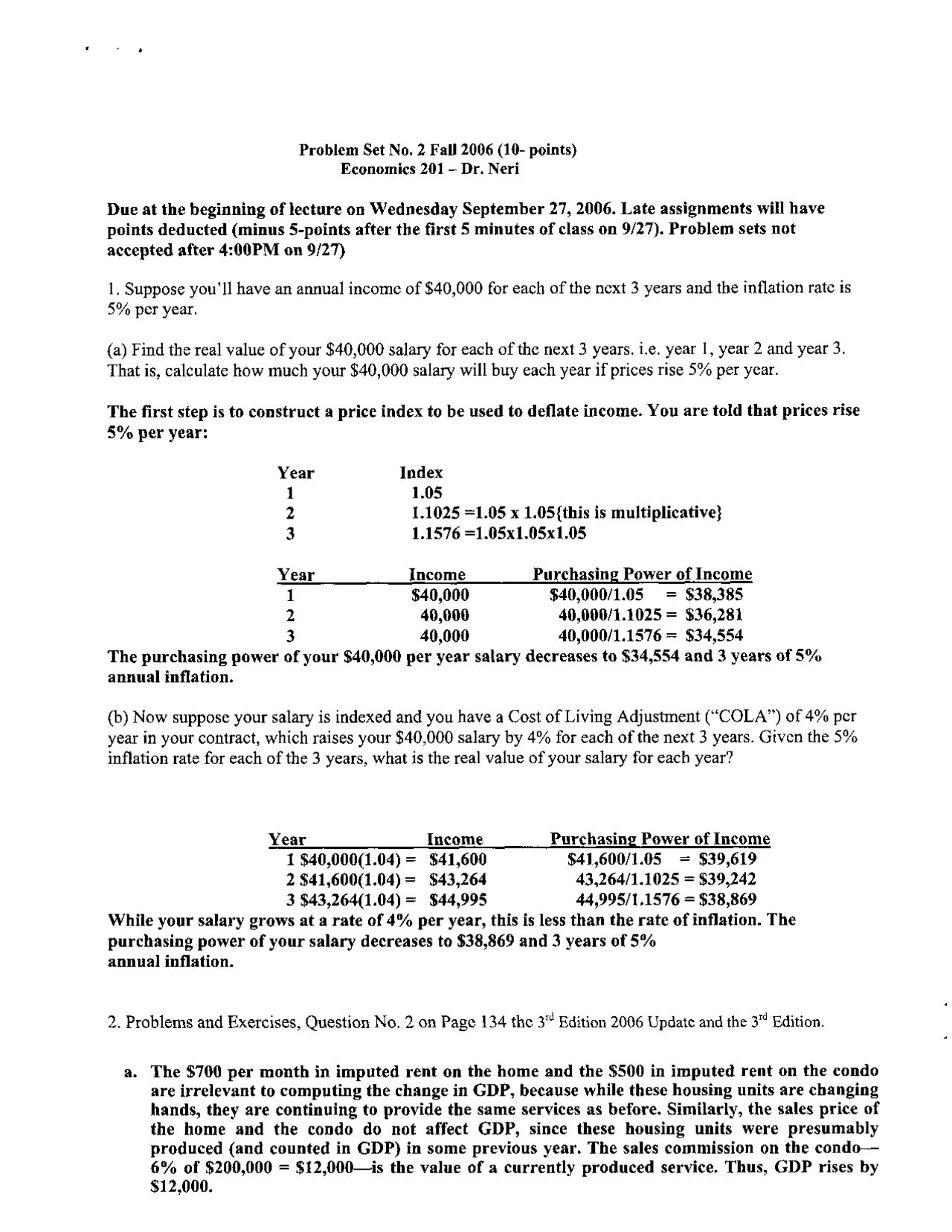 Problem Set 2 Principles Of Macroeconomics Econ 201 Docsity
