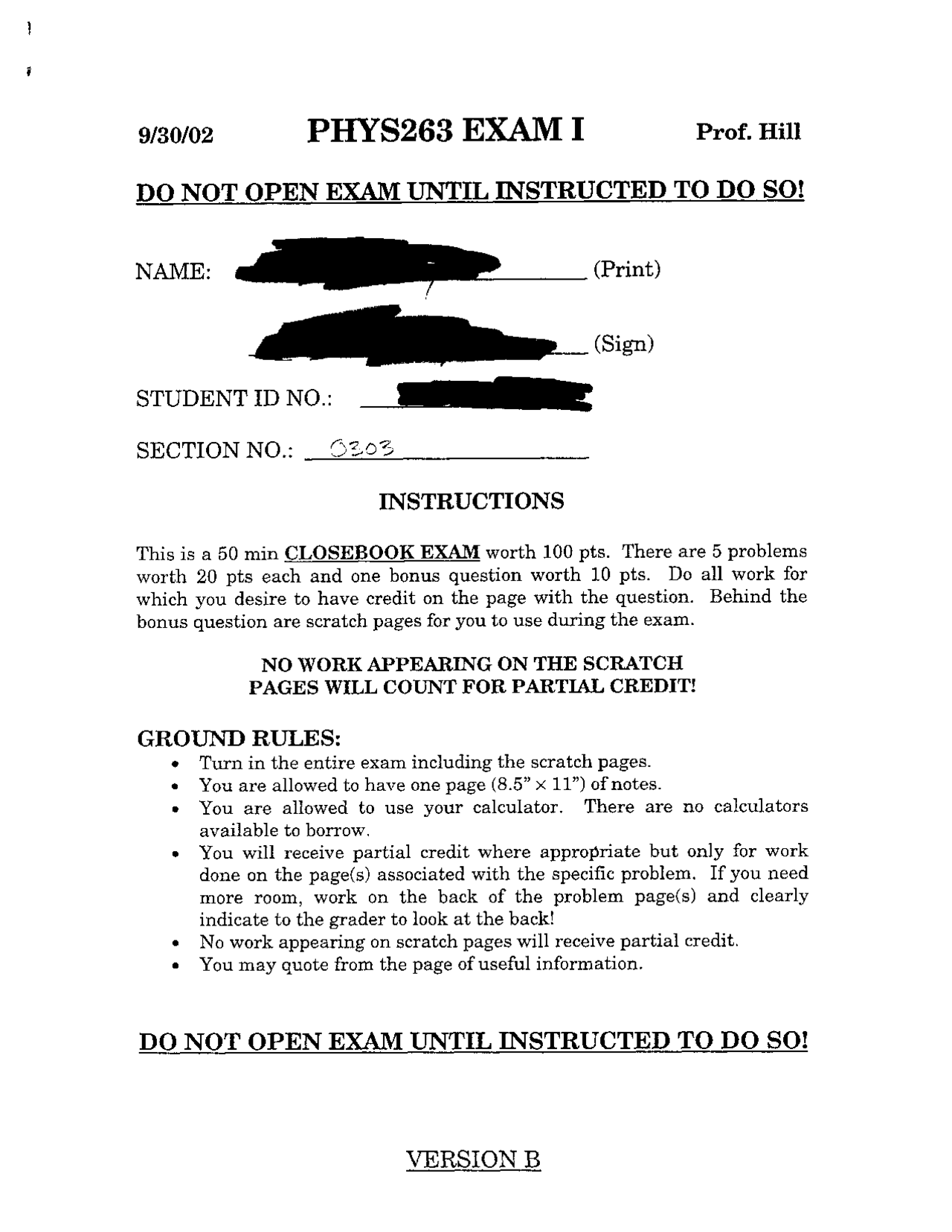 Solved Exam 1 Questions General Physics Iii Phys 263 Docsity