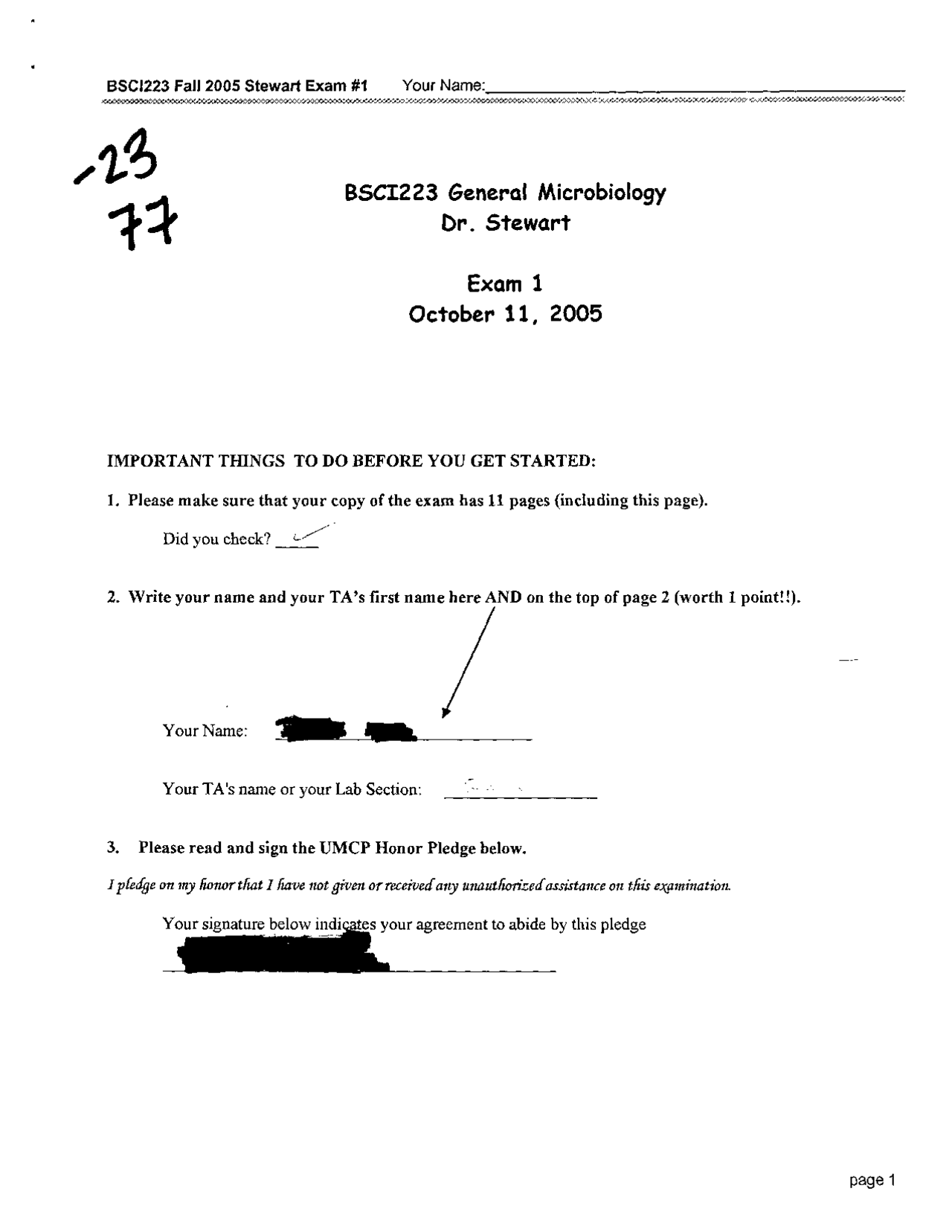 General Microbiology Exam 1 Solutions Bsci 223 Docsity