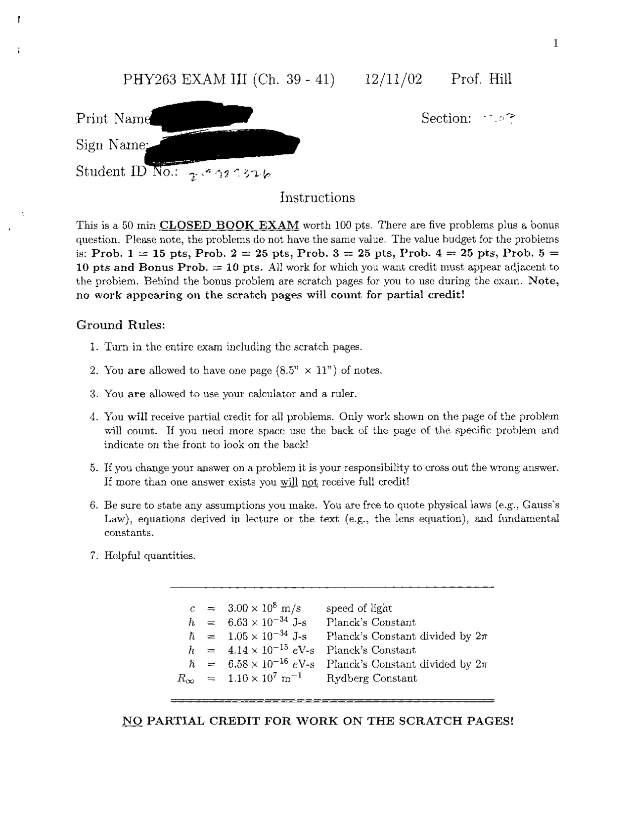 Exam 3 Questions With Solutions General Physics Iii Phys 263 Docsity