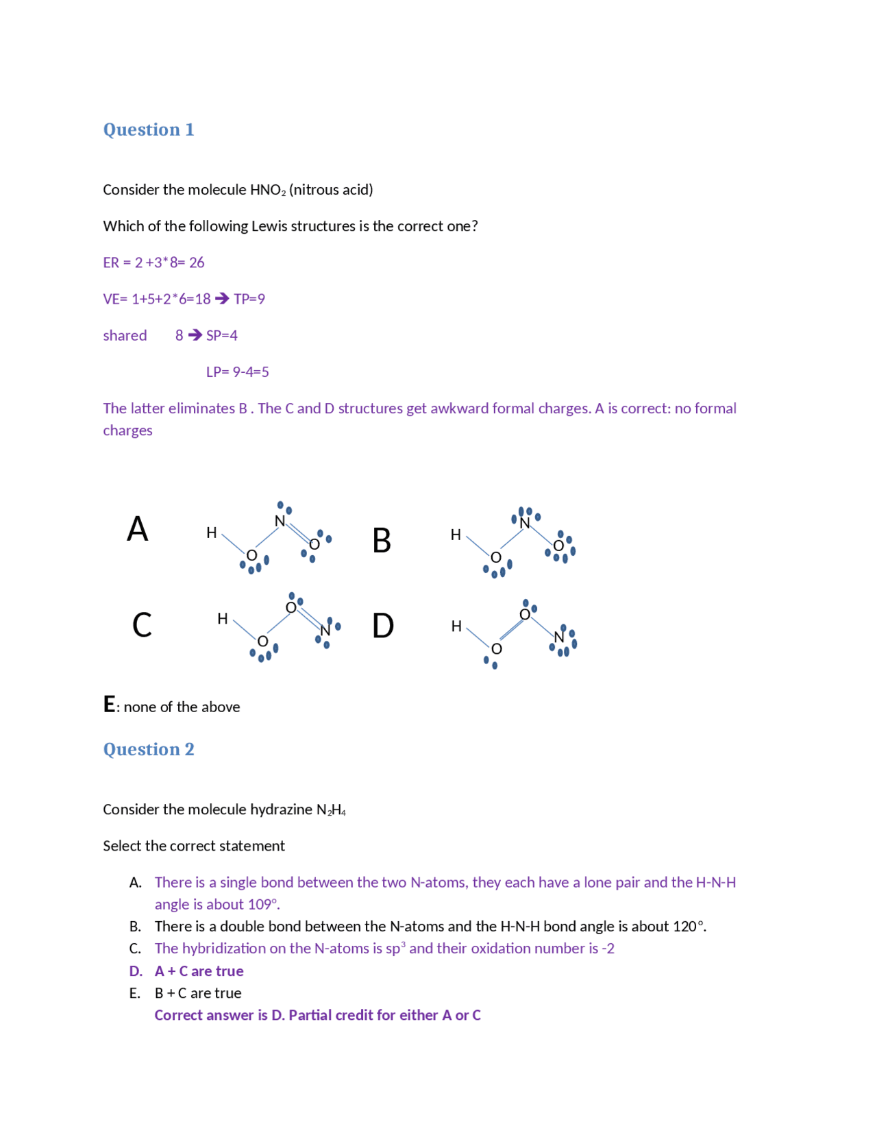 Questions With Answers Chemistry A Molecular Science Ch 101 Docsity
