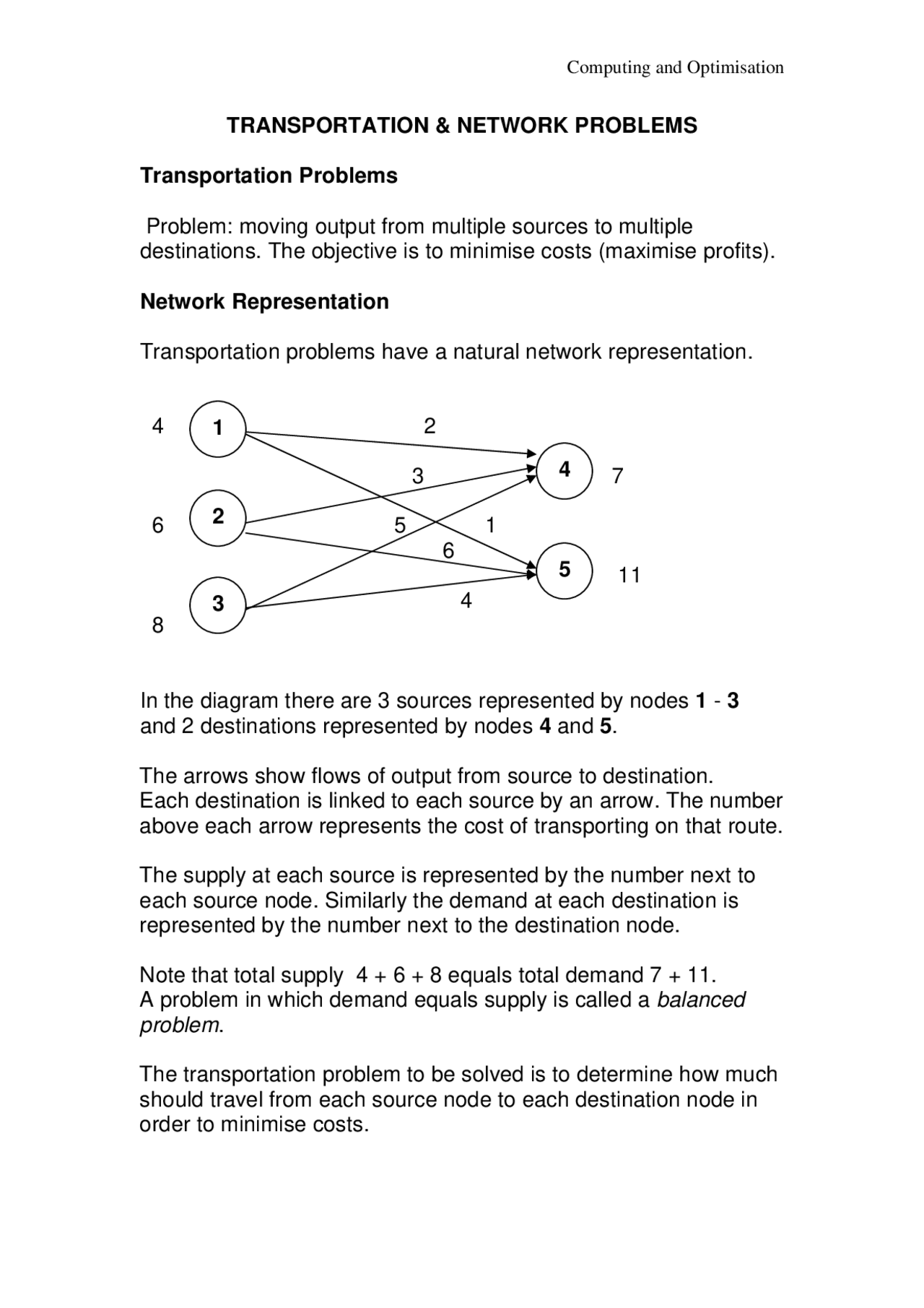 Transportation and Network Problems - Quantitative Methods | BIT 2406 - Docsity