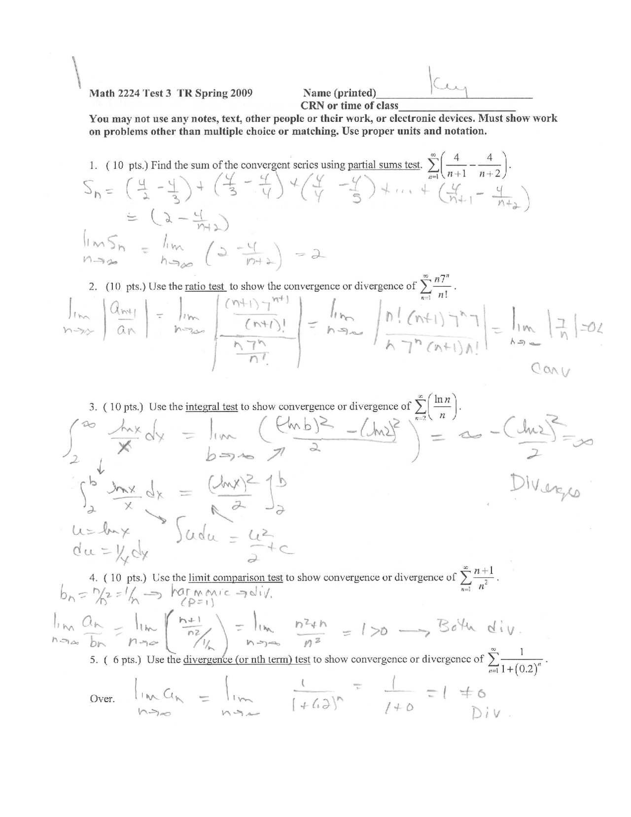 Multivariable Calculus - Solved Exam 3 | MATH 2224 - Docsity Multivariable Calculus - Solved Exam 3 | MATH 2224 - Docsity