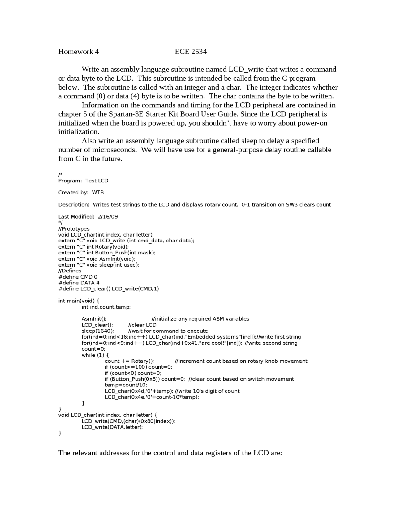 Homework 4 For Microprocessor System Design Ece 3534 Docsity