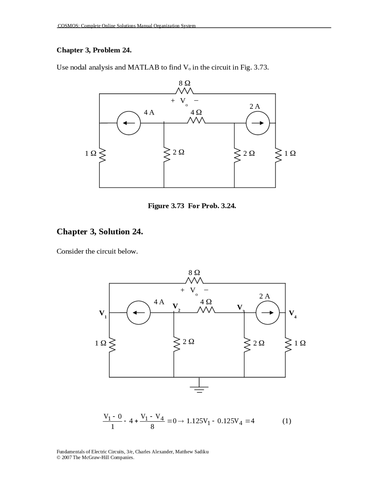 Fundamental Of Electric Circuit Homework 4 Solutions Ece 2004 Docsity