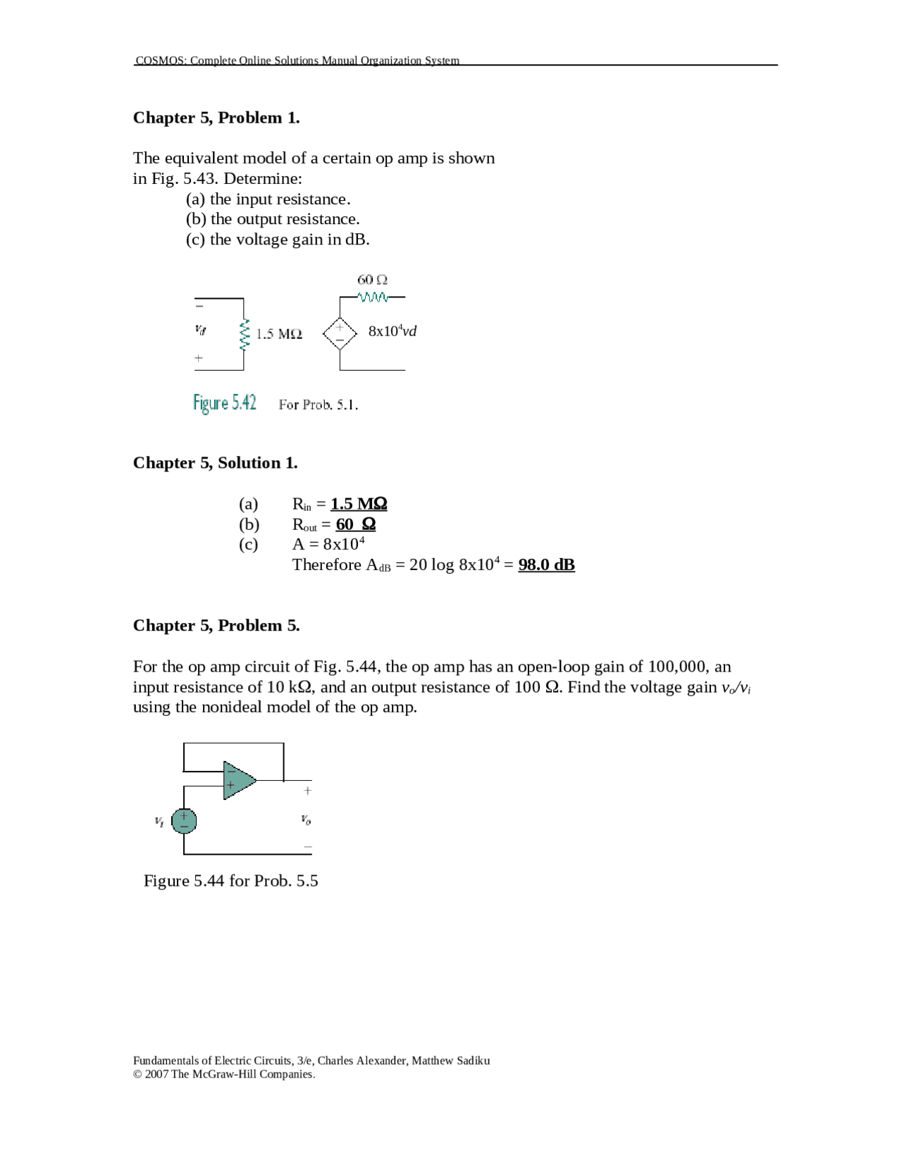 Fundamental Of Electric Circuit Assignment 6 Question Solutions Ece