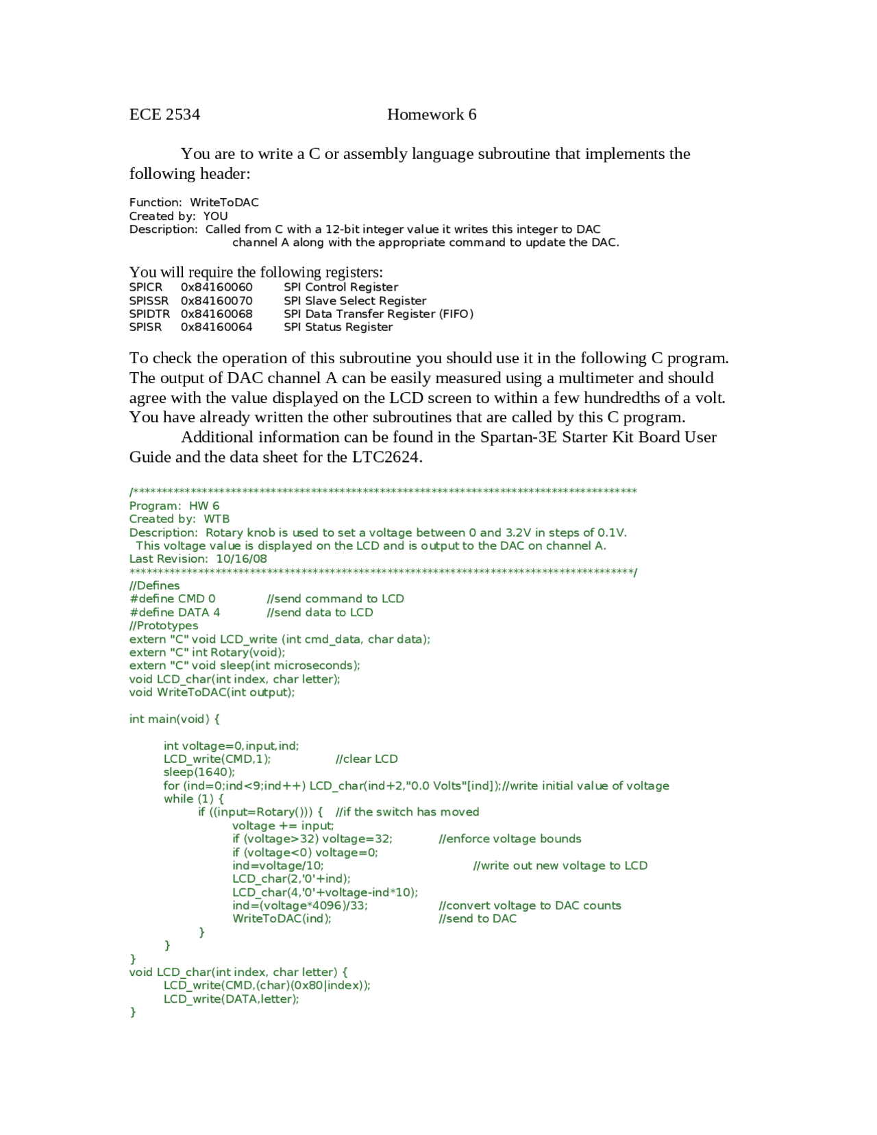 Homework 6 For Microprocessor System Design Ece 3534 Docsity