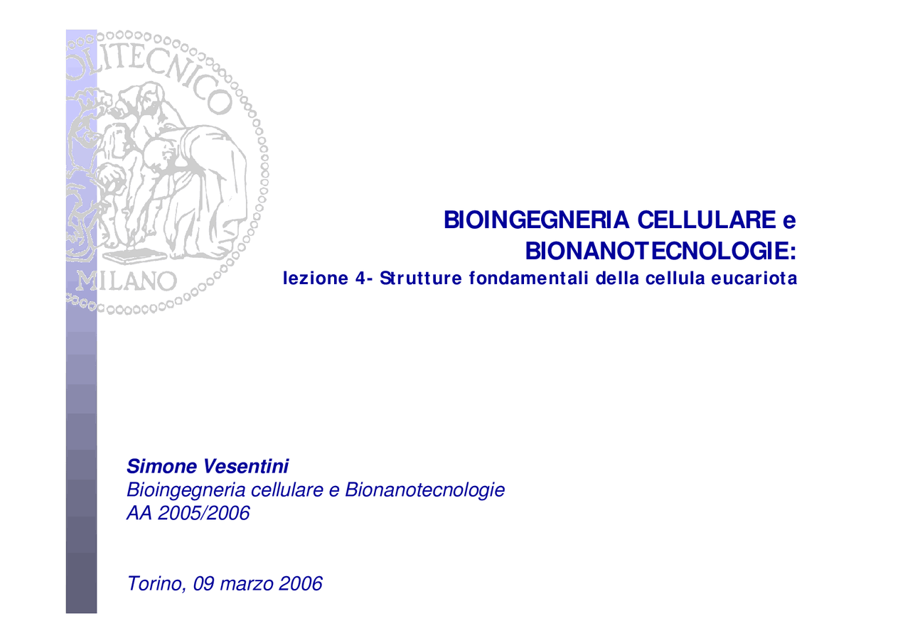 6 Appunti Sulle Strutture Fondamentali Della Cellula Eucariota Docsity
