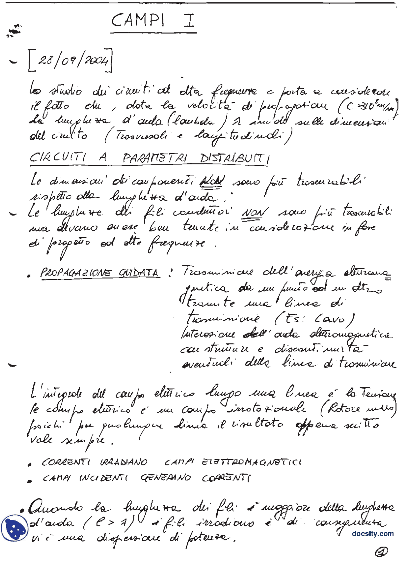 Appunti Di Campi Elettromagnetici I Parte 1 Appunti Di Campi