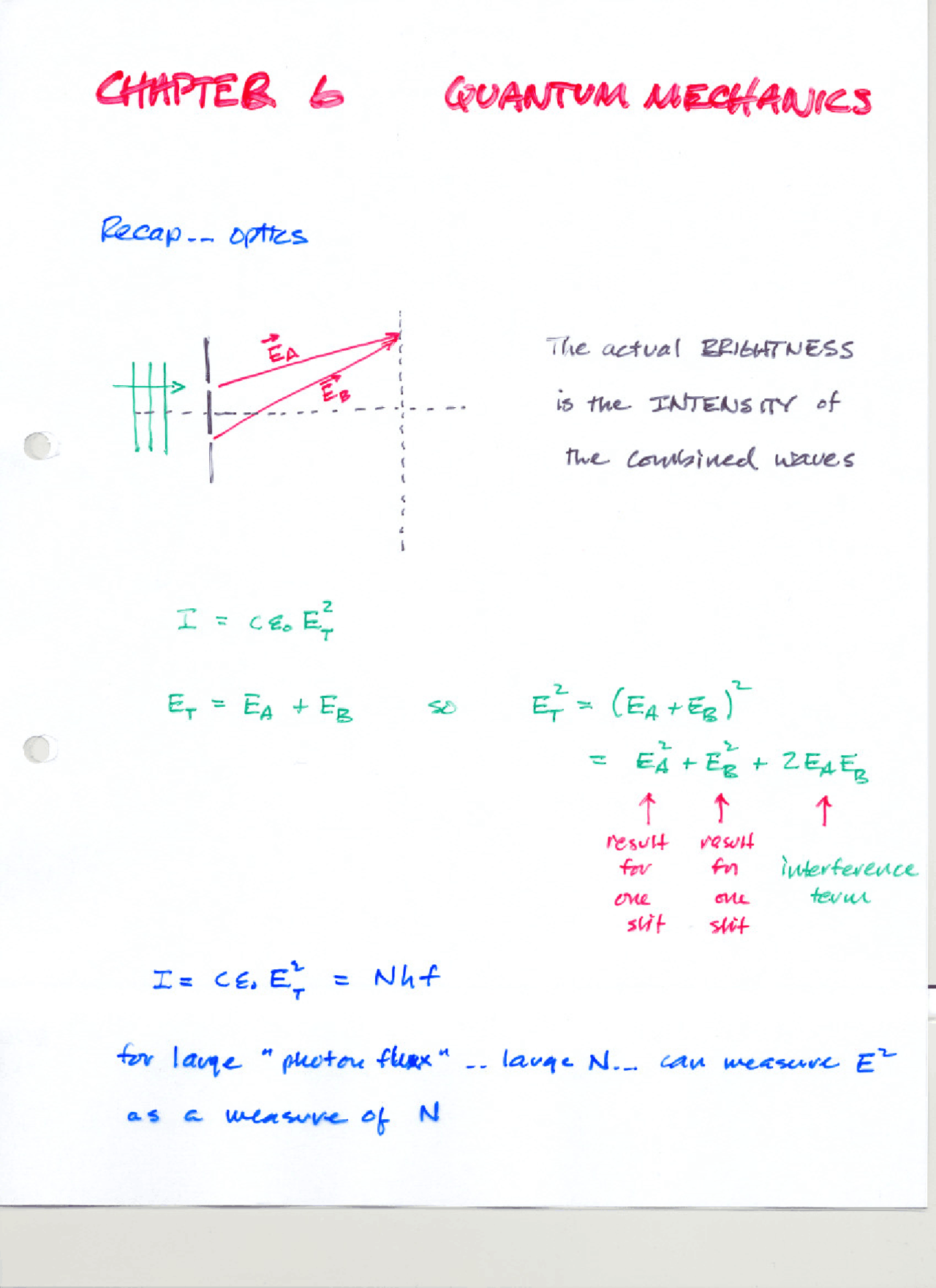 Quantum Mechanics - Handwritten Notes | PHY 215 - Docsity