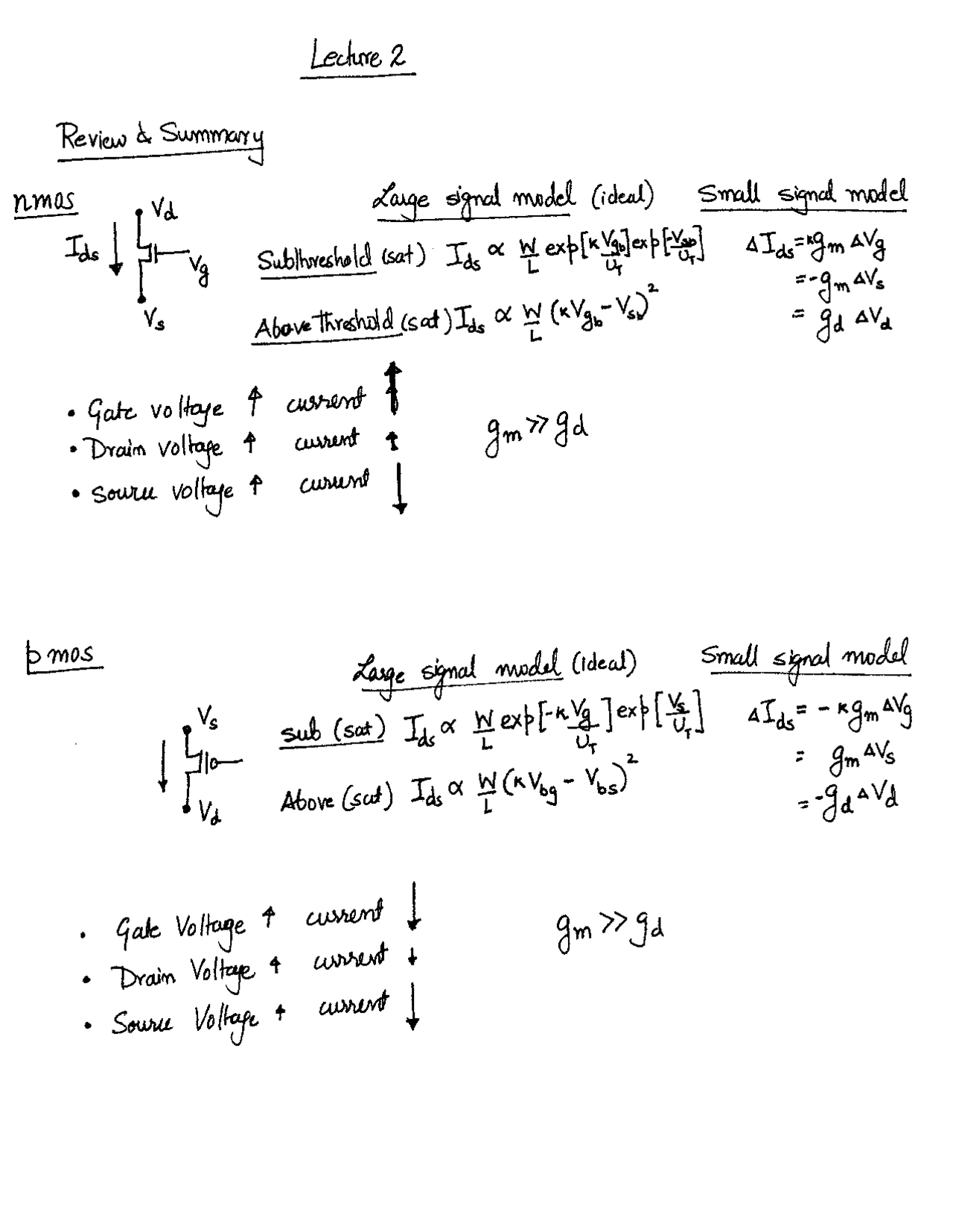 Large Signal Model And Small Signal Model Lecture Notes Ece 802