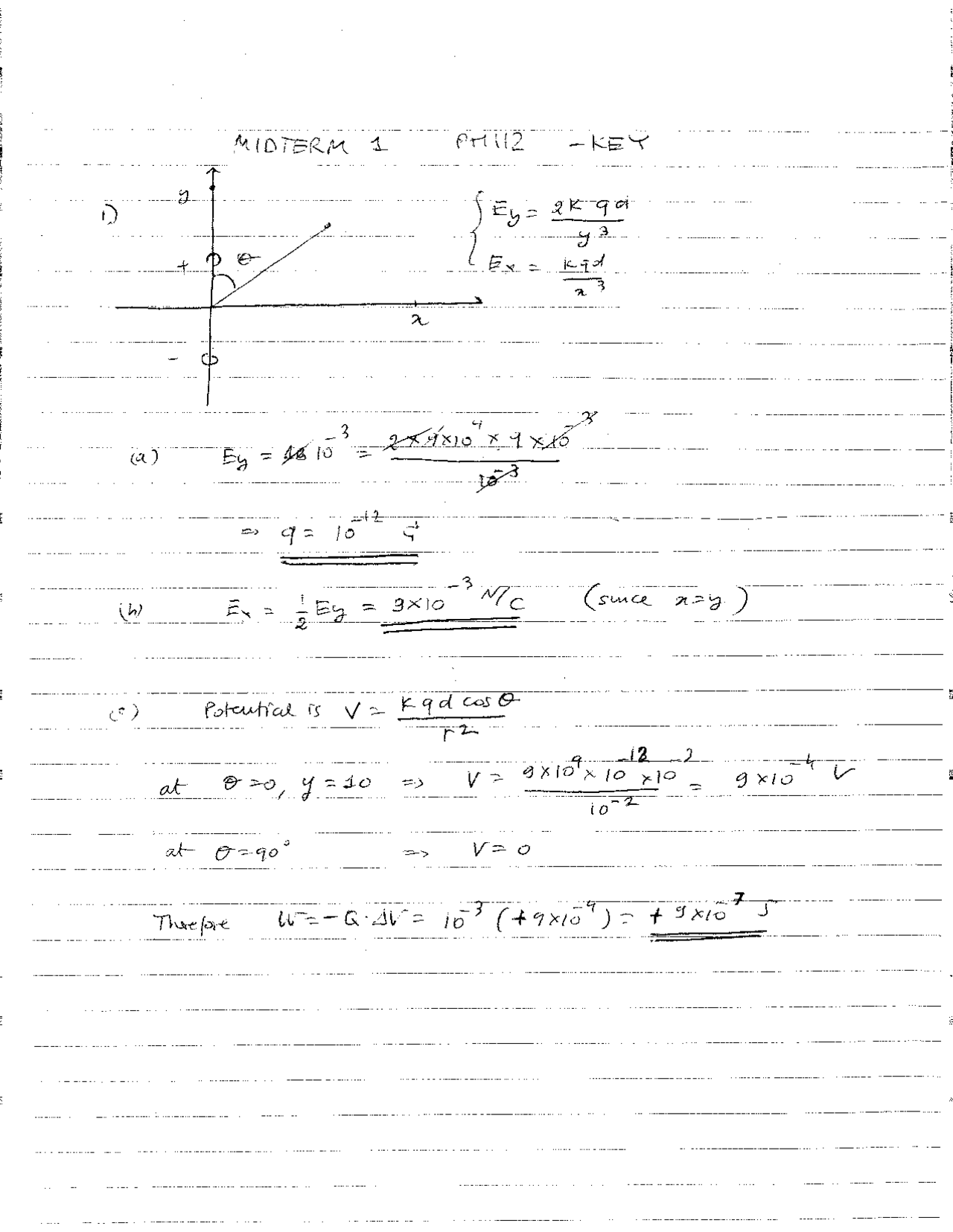 Midterm Exam 1 Solutions General Physics Calculus Ph 112 Docsity