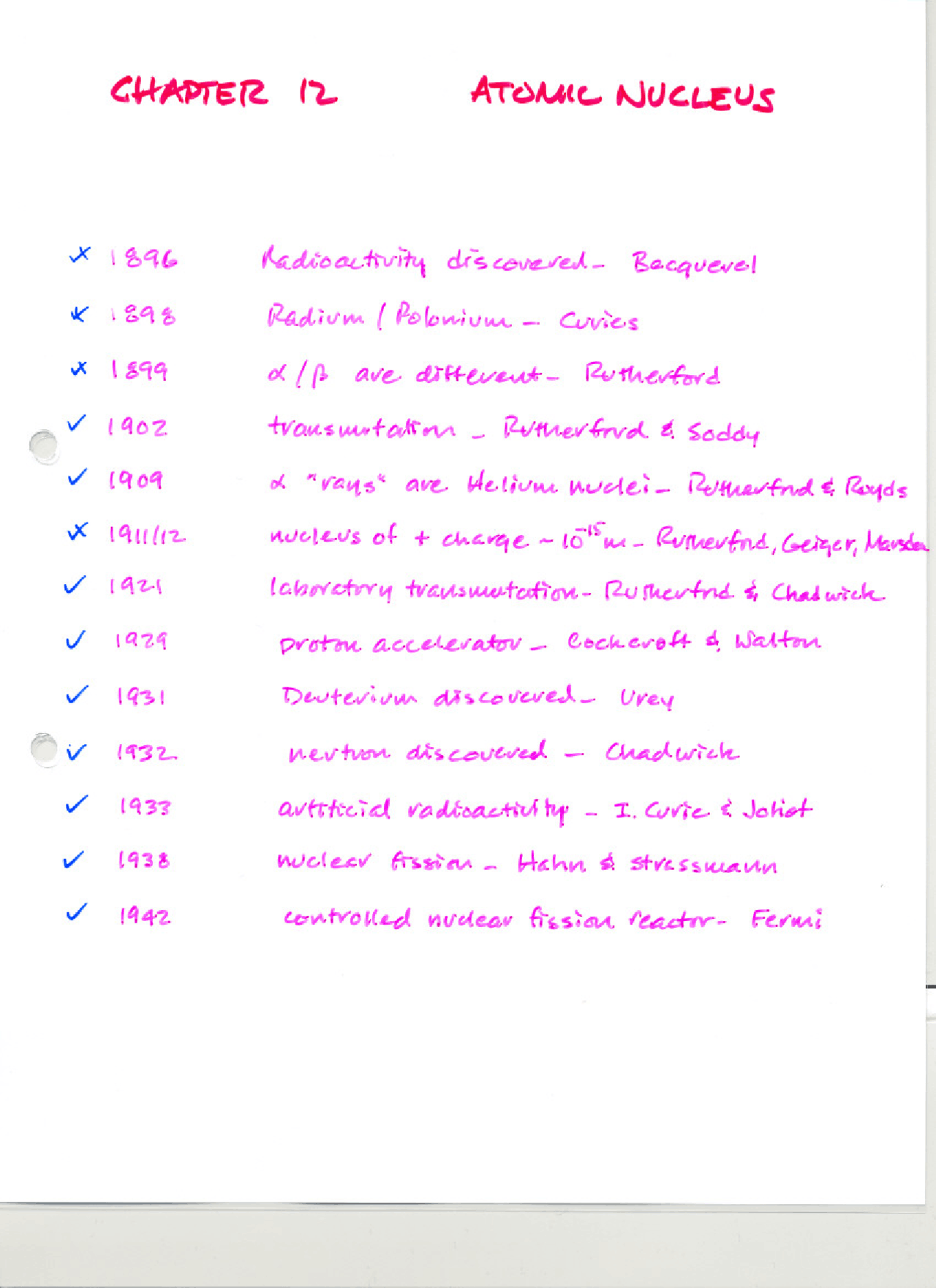Handwritten Notes On Atomic Nucleus Phy 215 Docsity