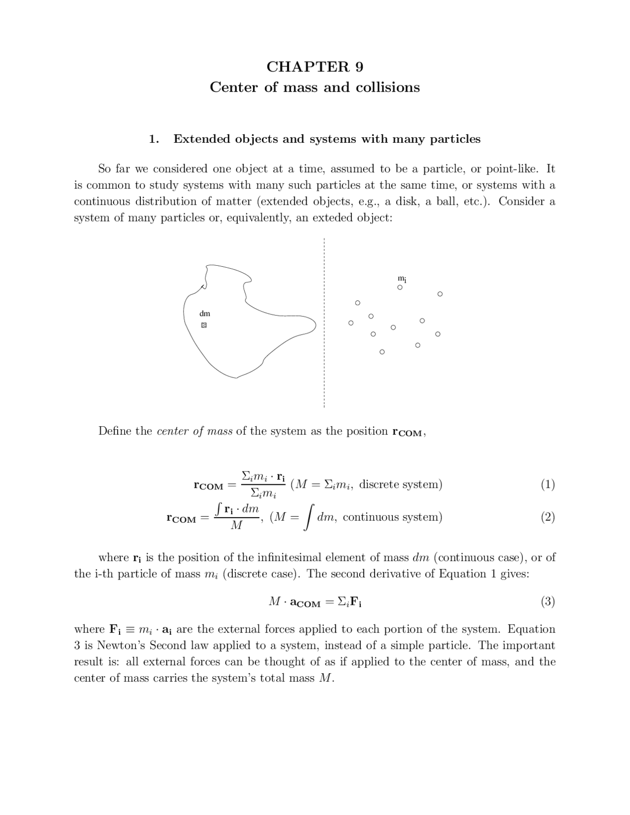 Class Notes for Center of Mass and Collisions | PH 111 - Docsity