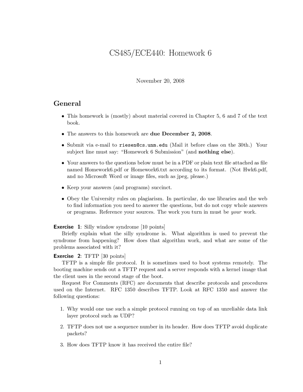 Practice Homework 6 Introduction To Computer Networks Cs 485 Docsity