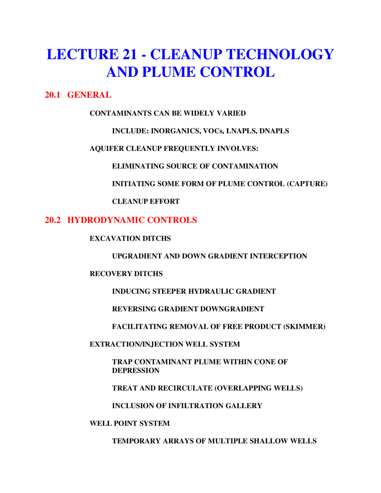 Cleanup Technologies and Plume Control: Inorganics, VOCs, and ...