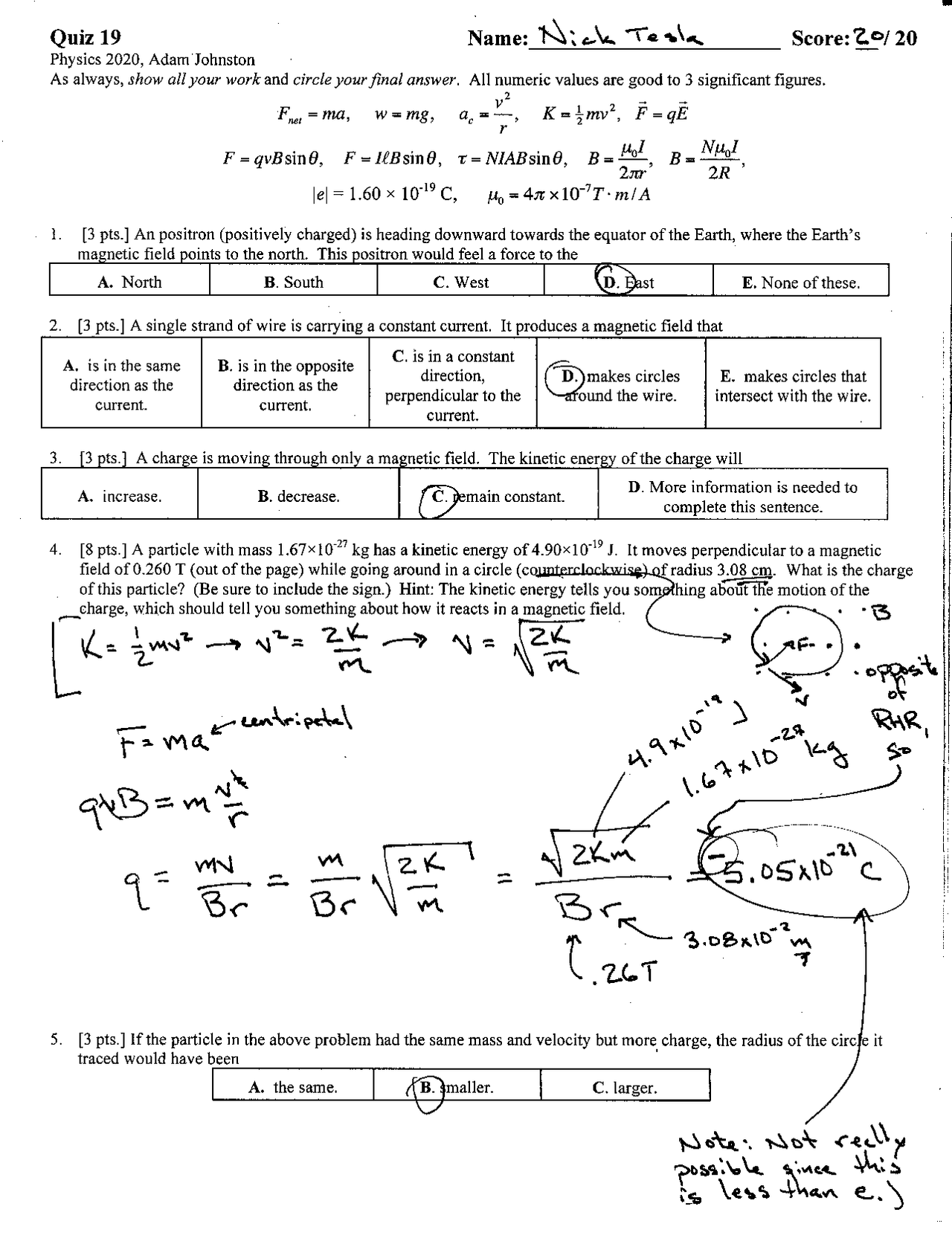 Quiz 19 With Answers College Physics Ii Phys 2020 Docsity