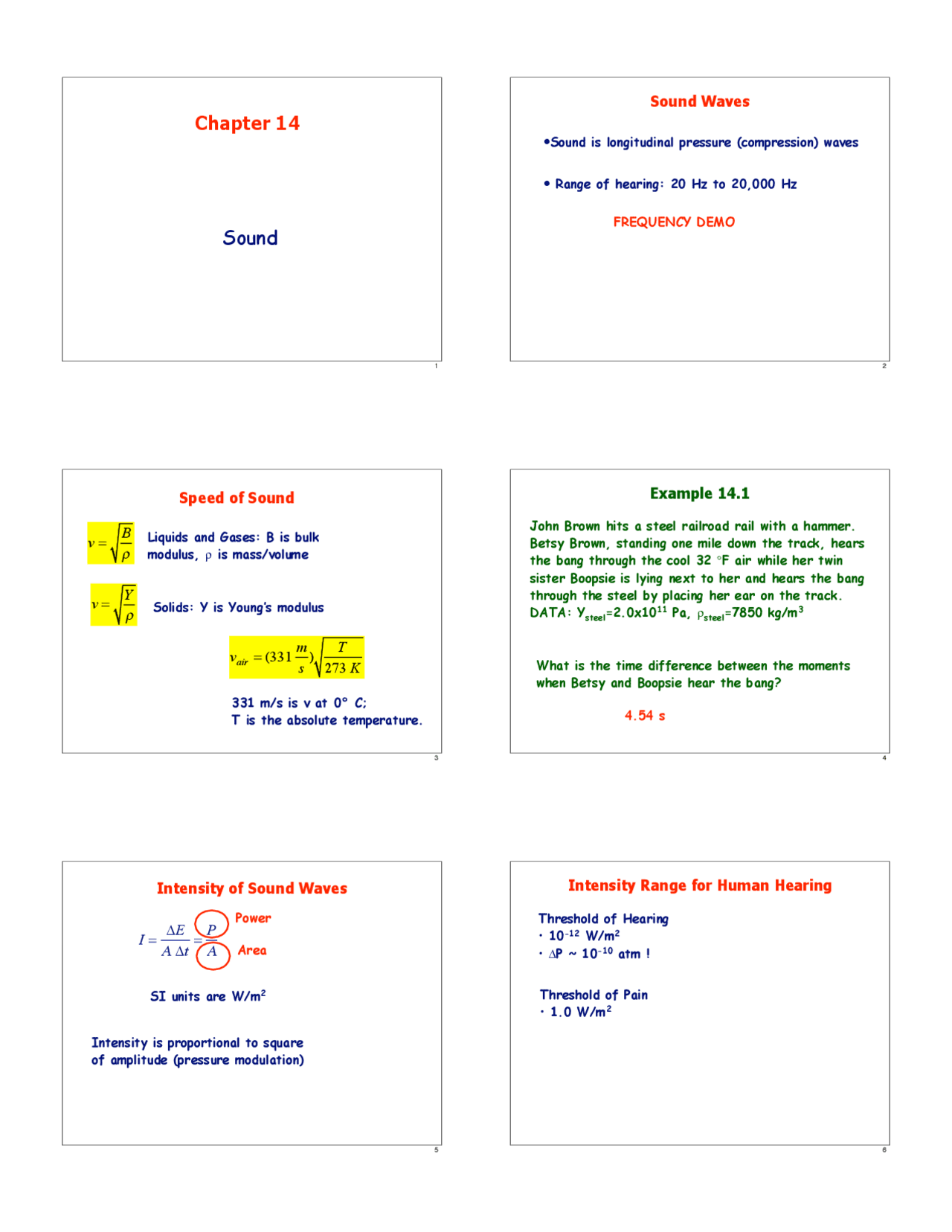 Slide Notes for Sounds | Introductory Physics I | PHY 231 - Docsity