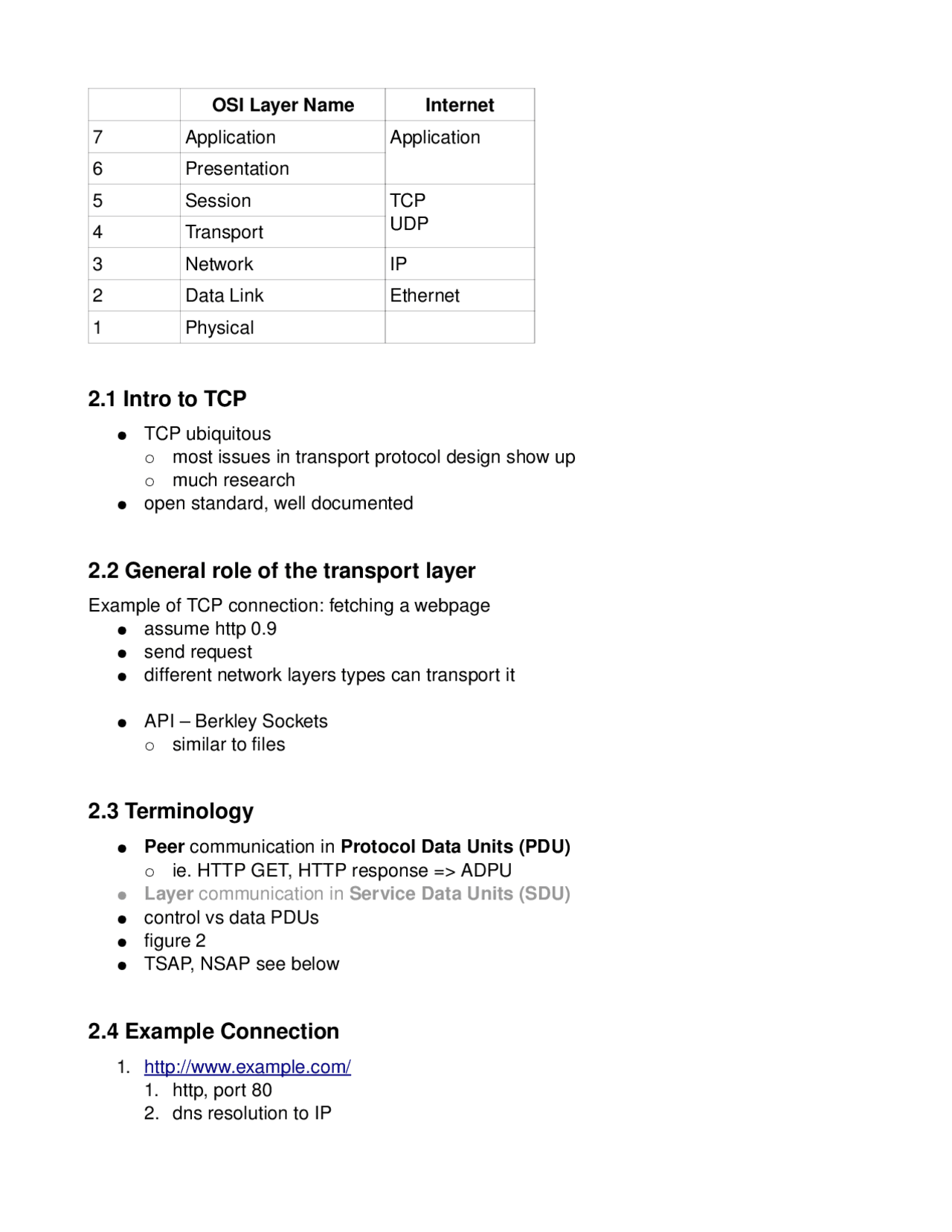 Introduction To Tcp General Role Of The Transport Layer Terminology Cs 591 Docsity