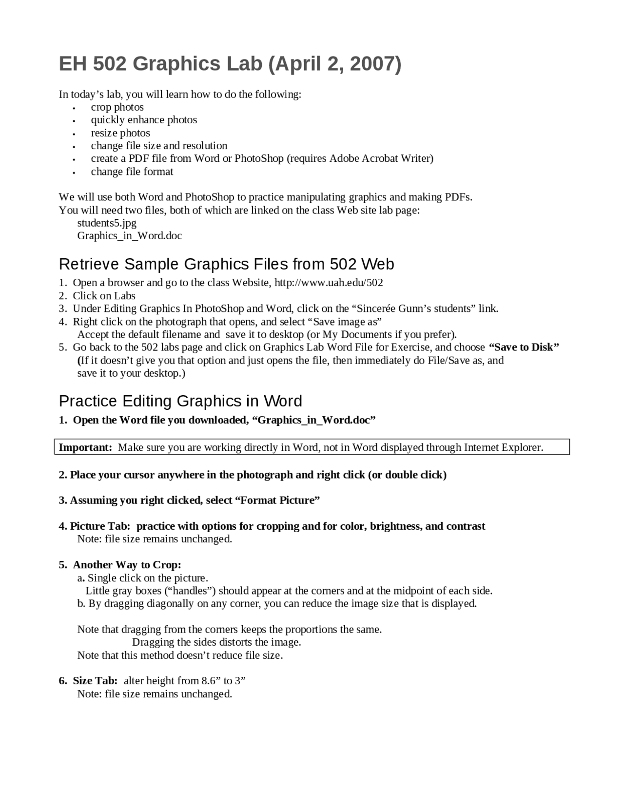 Practice Technical Editing Graphics -Labs Work | EH 502 - Docsity