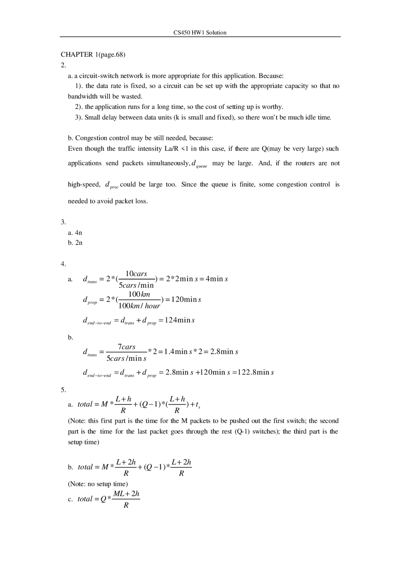 Homework 1 with Solution - Introduction to Networking | CS 450 | Assignments Computer Systems ...