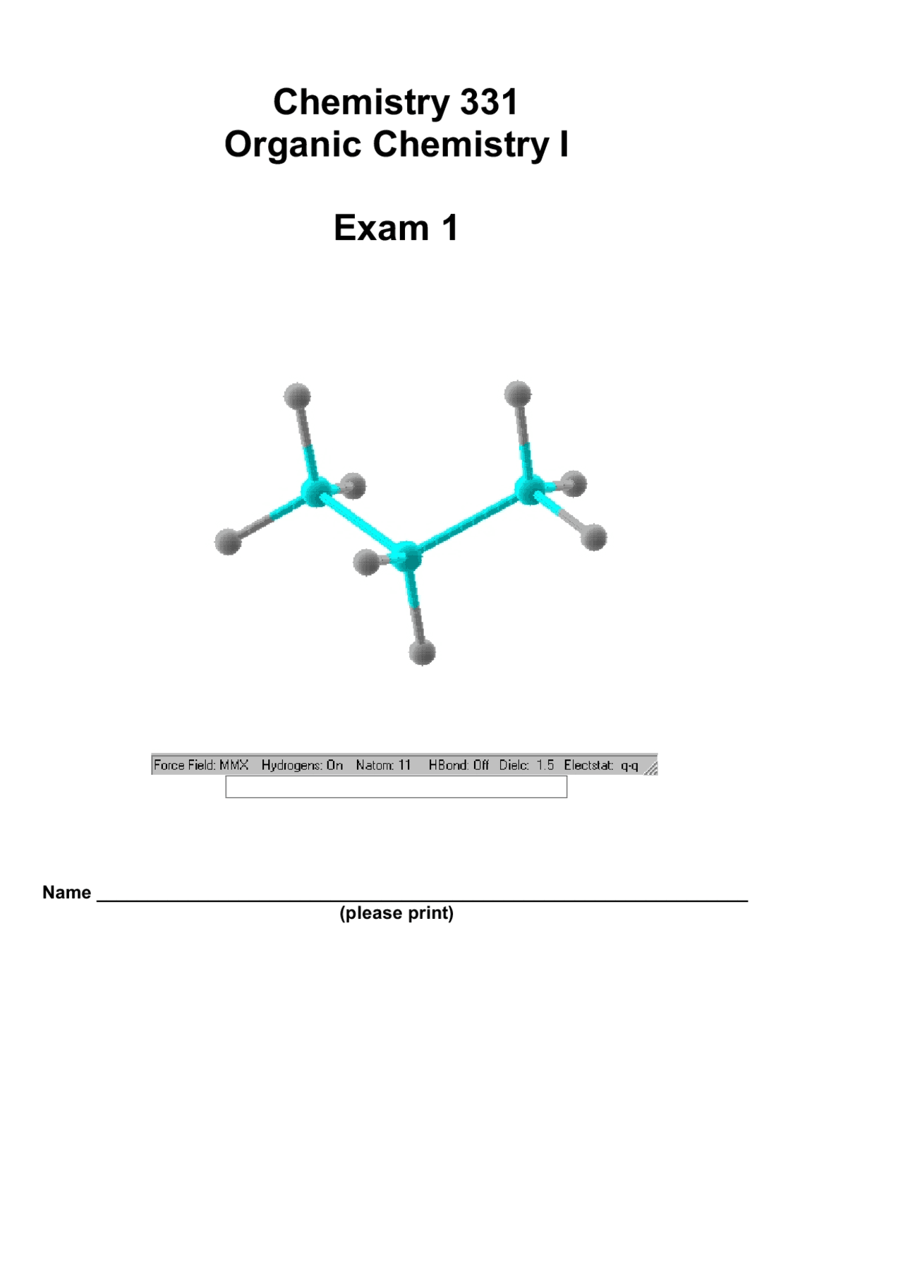 Exam 1 - 15 Multiple Choice Questions on Organic Chemistry I | CH 331 ...